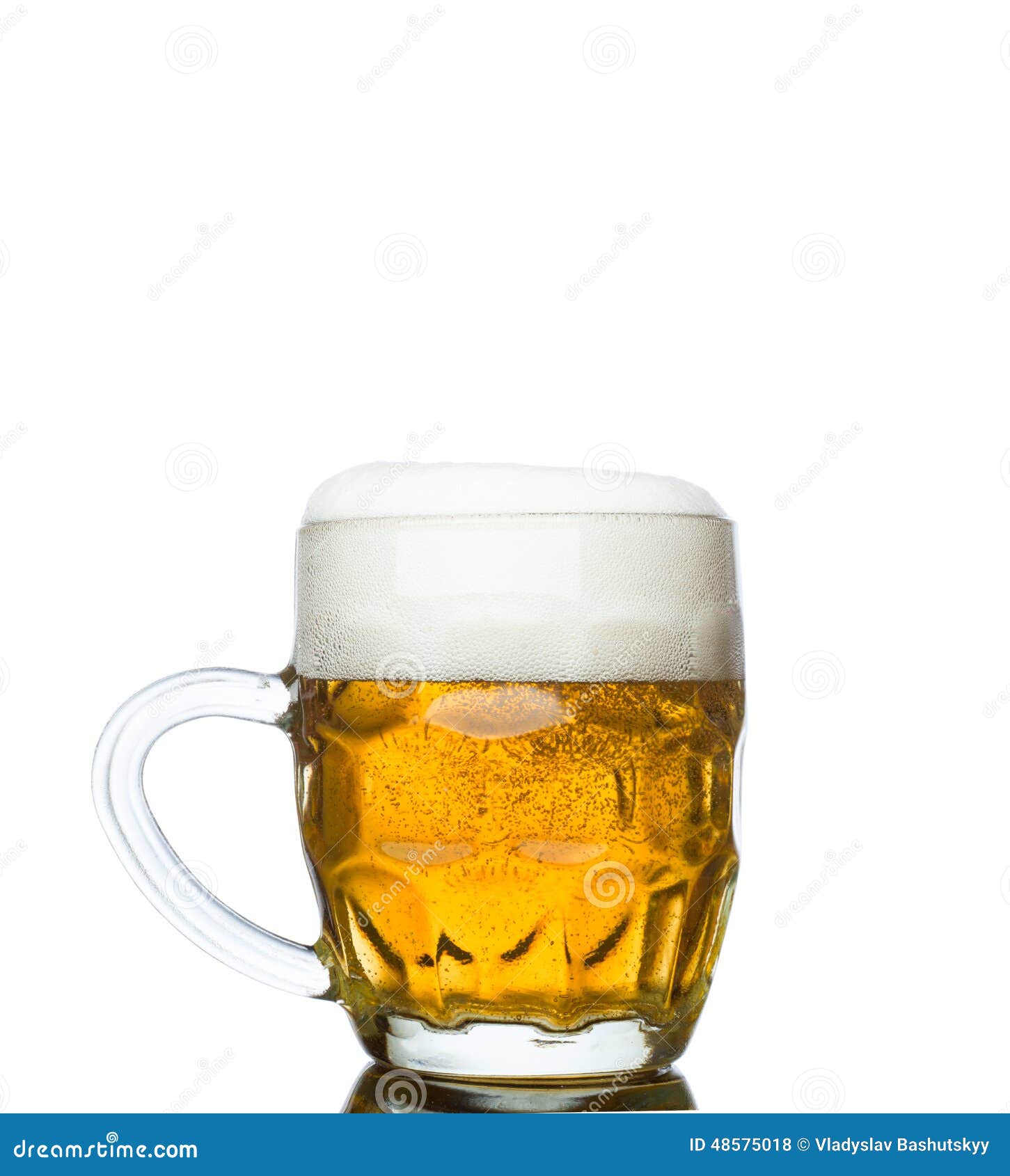 Mug Full of Fresh Beer Isolated on White Stock Photo - Image of chill ...