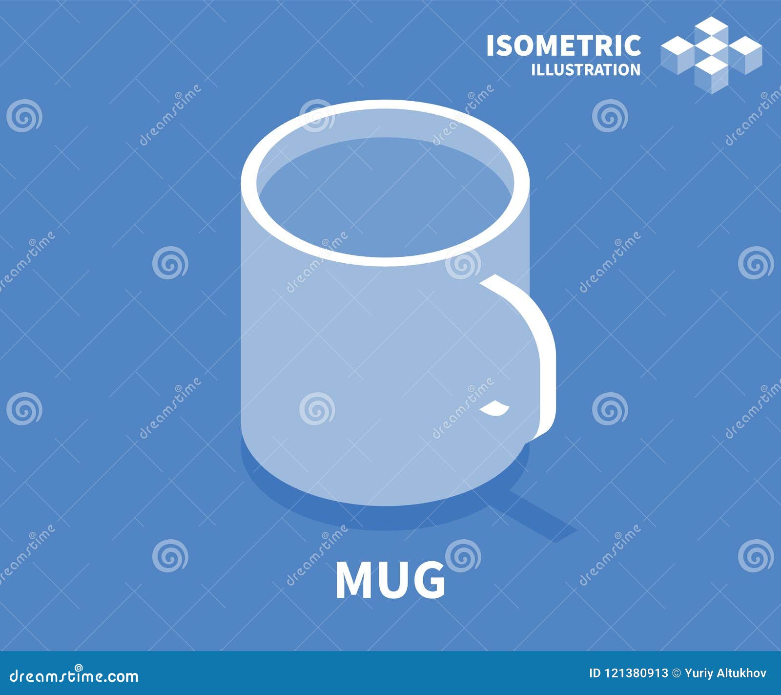 Mug Icon. Isometric Template for Web Design in Flat 3D Style Stock ...