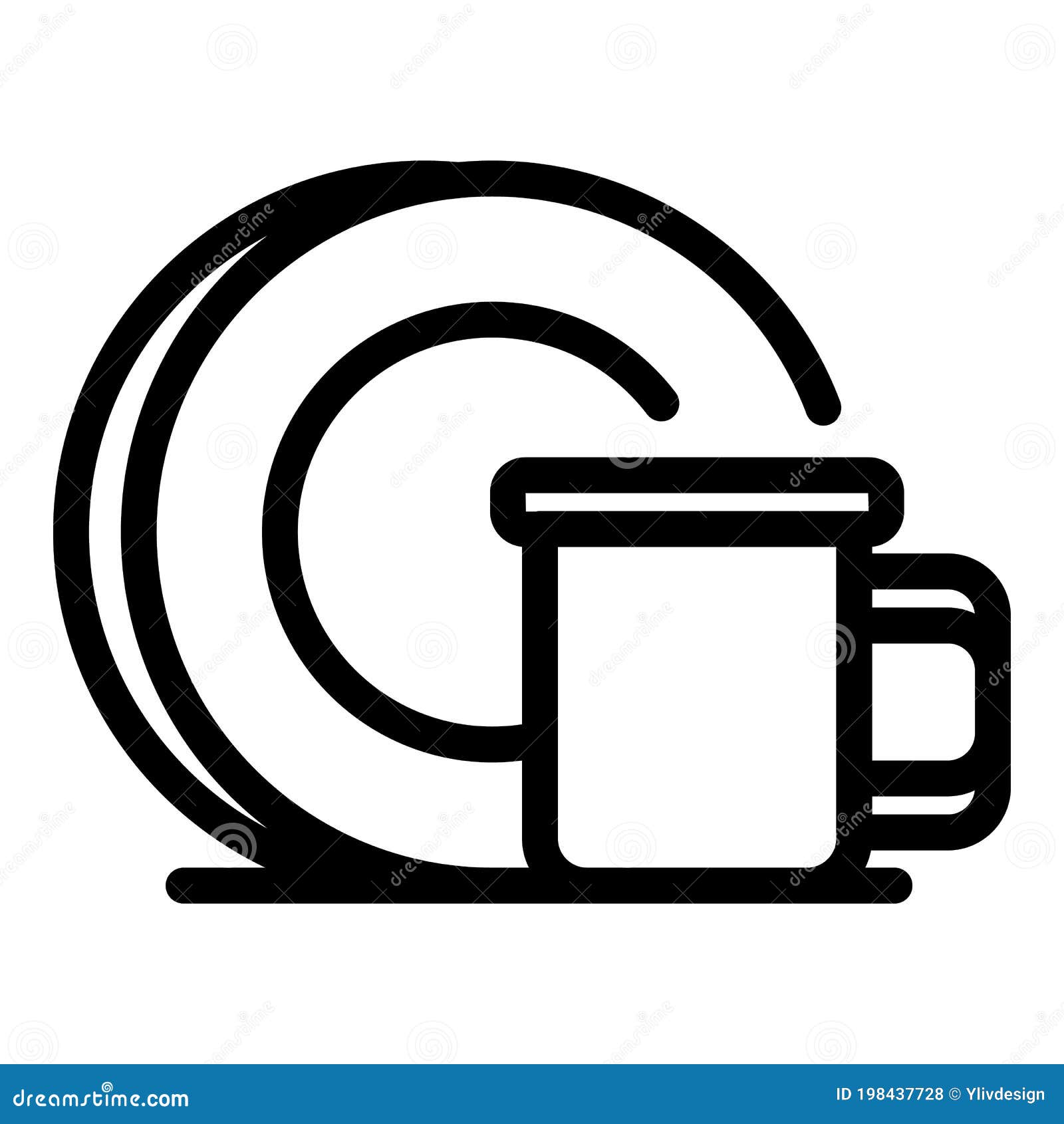 Mug Plate Icon, Outline Style Stock Vector - Illustration of liquid ...