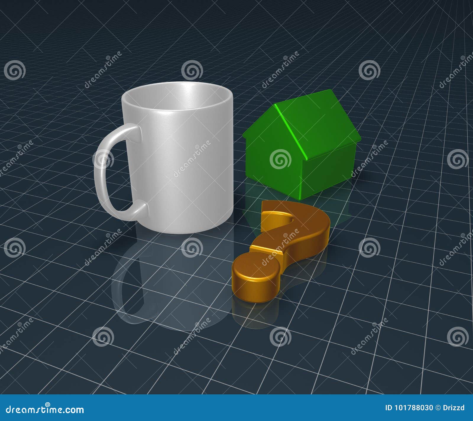 Mug, Question Mark And House Model Royalty-Free Stock Image ...