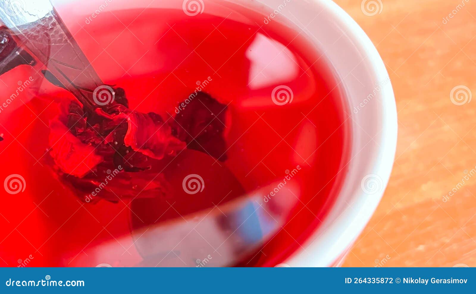 A Mug of Red Karkade Tea on the Table Stock Photo - Image of slimming ...