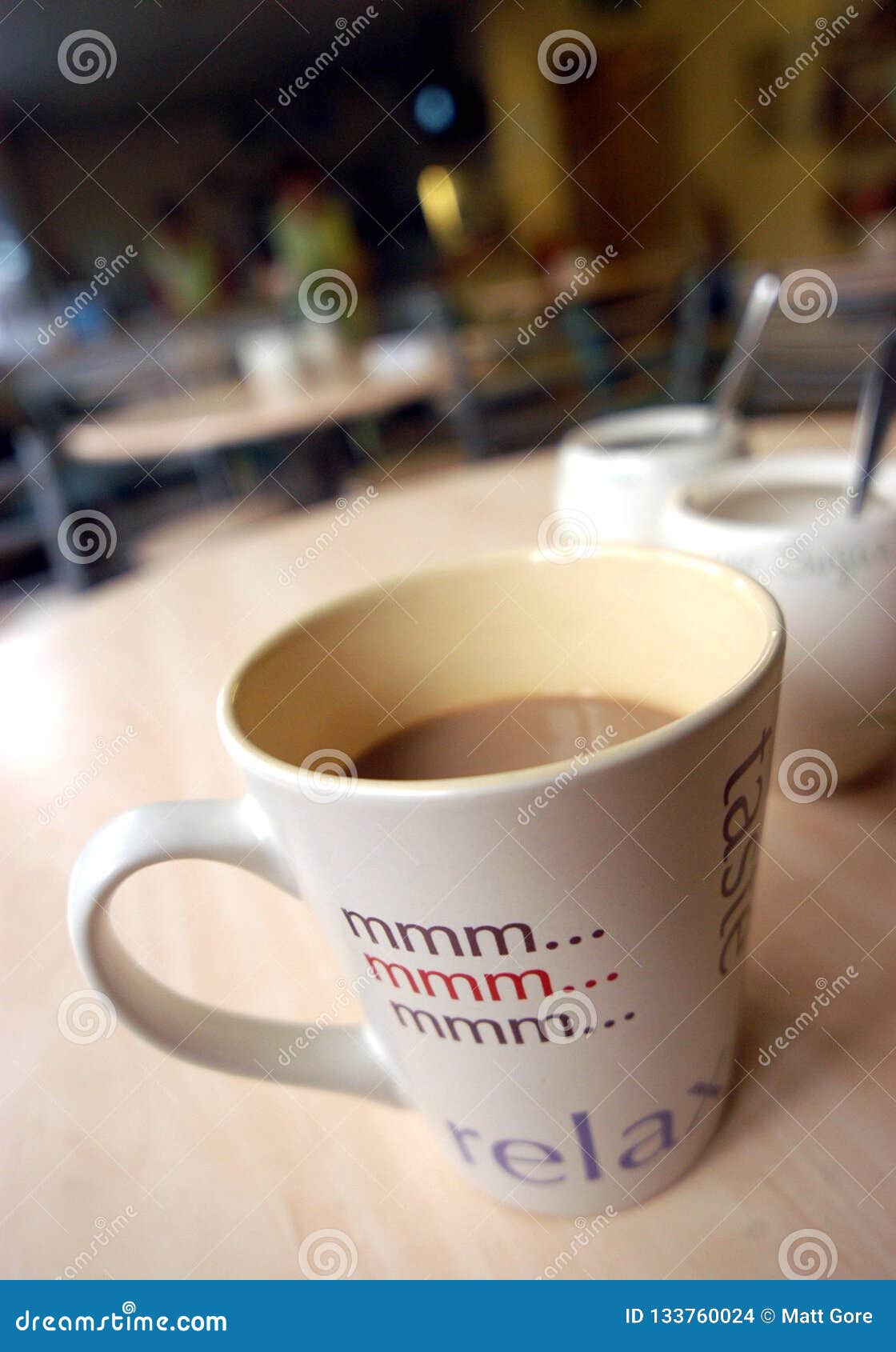 Mug of Simple White Coffee in a Cafeteria Stock Photo - Image of table ...