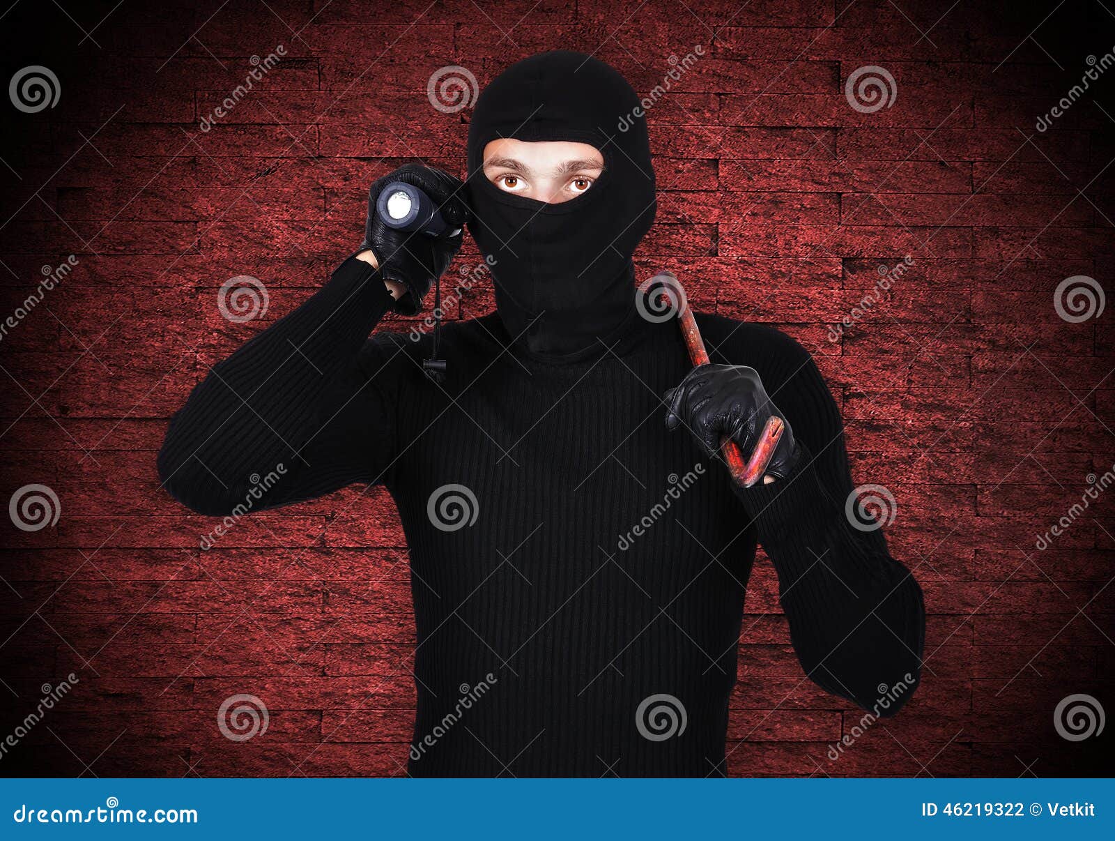 Mugger with flashlight stock photo. Image of hood, male - 46219322