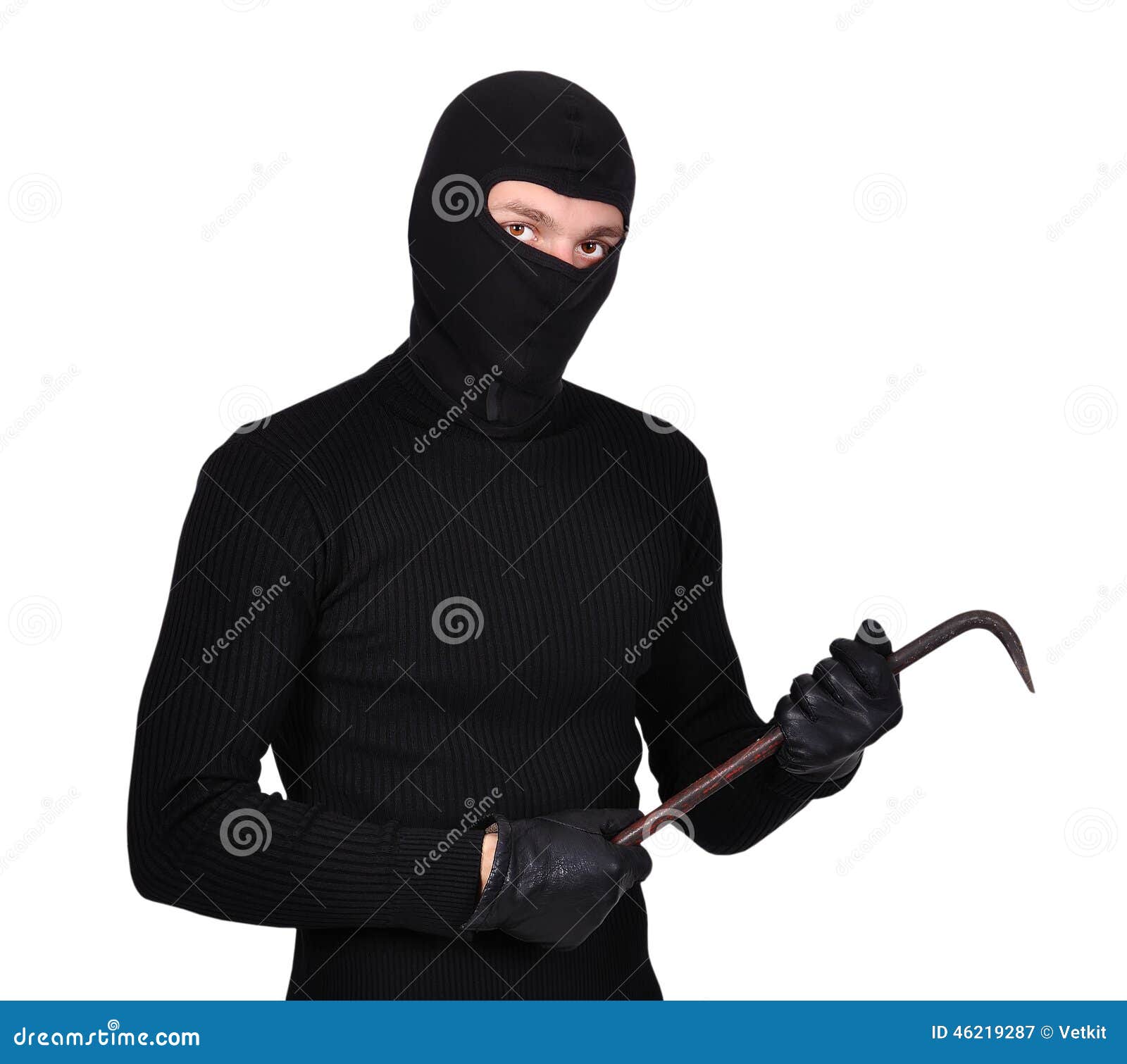 Mugger In Mask With Nail Puller Stock Image - Image of grunge, concrete ...