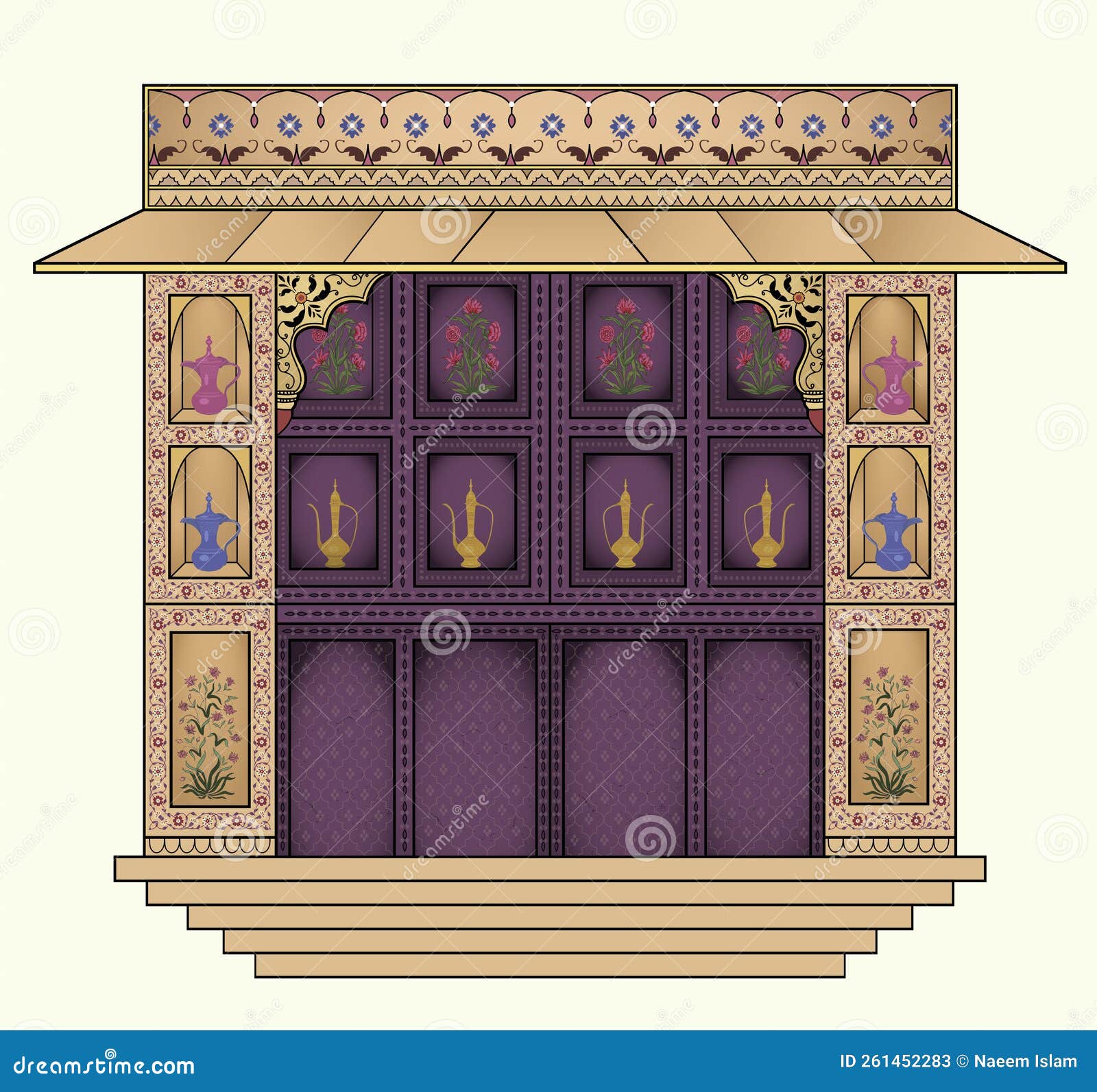 Traditional Indian Mughal Gate with Stairs Vector Illustration. Stock ...
