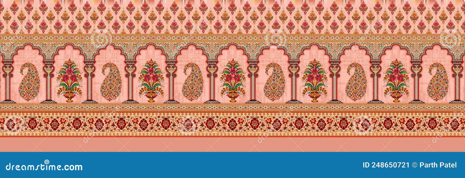 Mughal Border with Multicoloured Boxes and Supporting Borders for ...