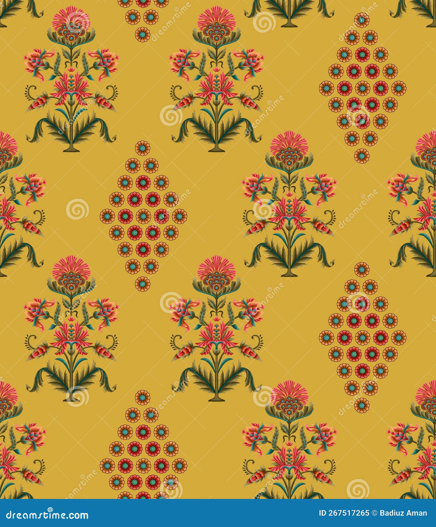 Mughal Pattern for Wallpaper Print. Vintage Islamic Motif Illustration ...