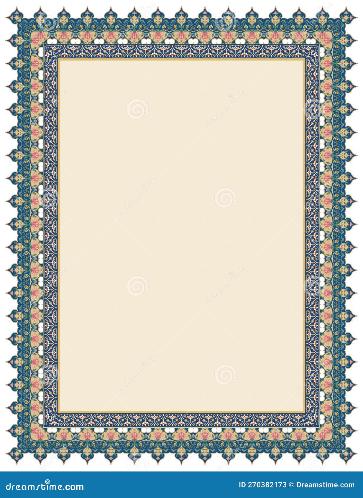 Mughal Border With Multicoloured Boxes And Supporting Borders For ...