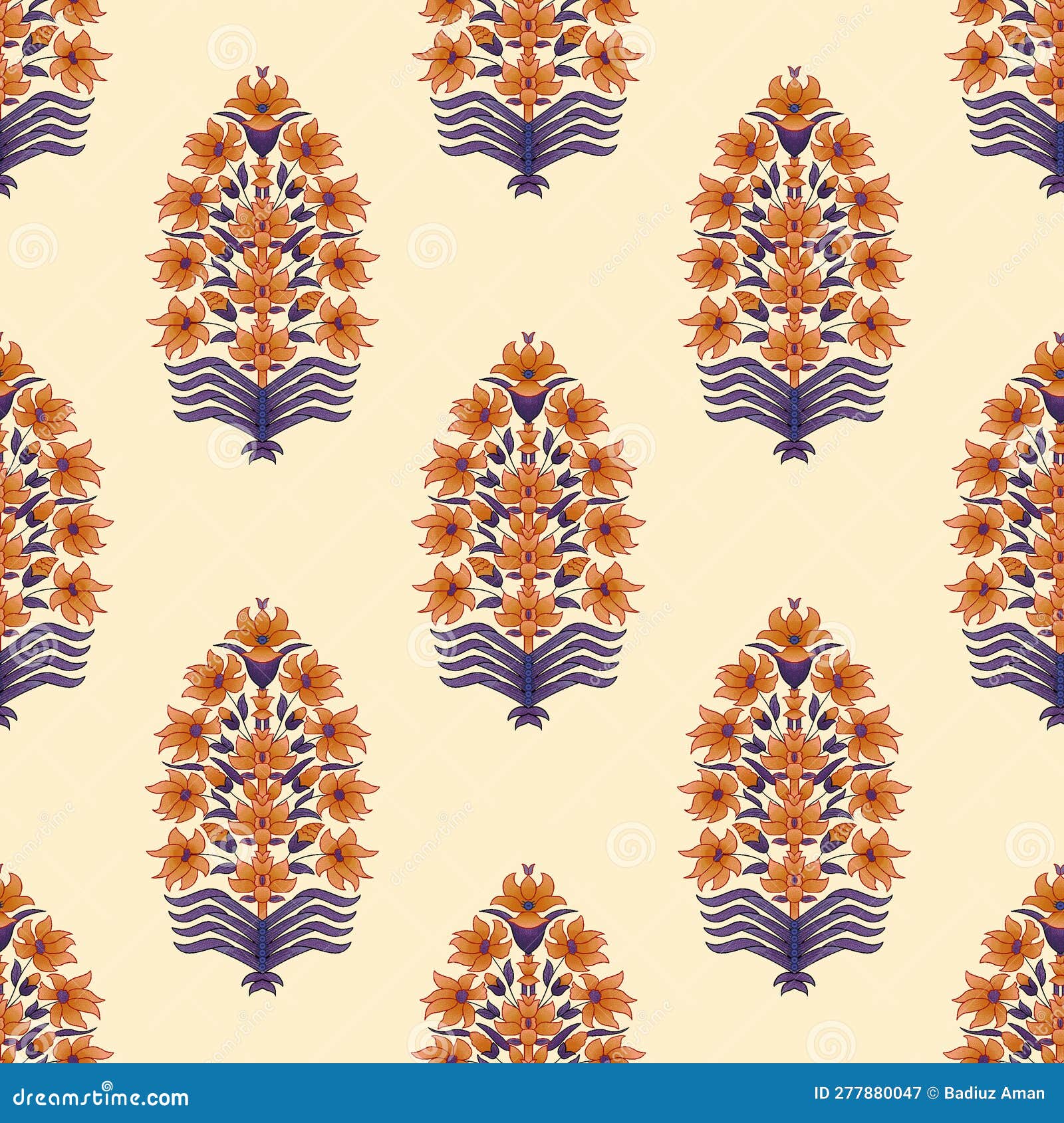 MUGHAL MOTIF SEAMLESS PATTERN Stock Illustration - Illustration of ...