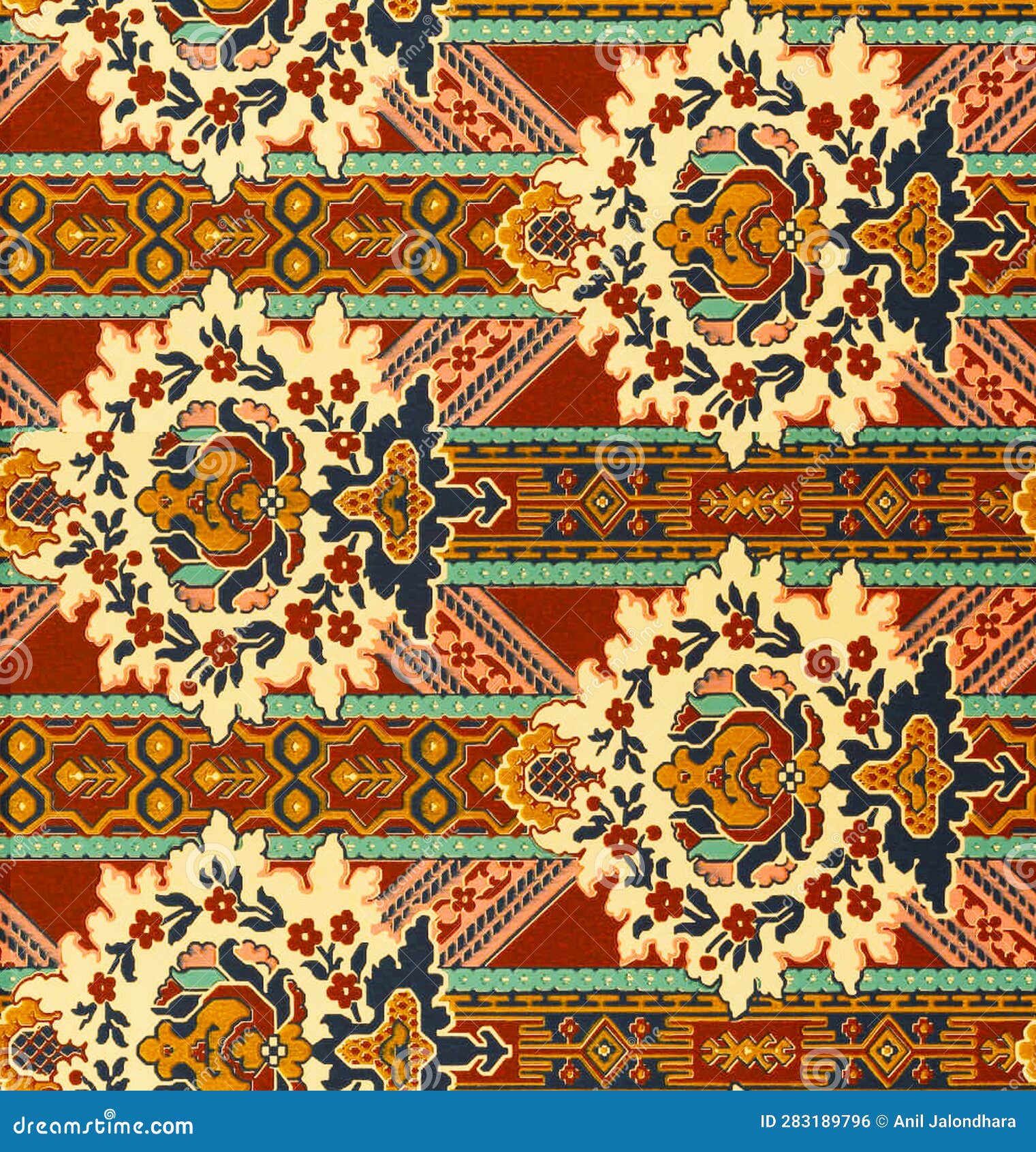 Mughal Type Buta with Texture Pattern Stock Illustration - Illustration ...