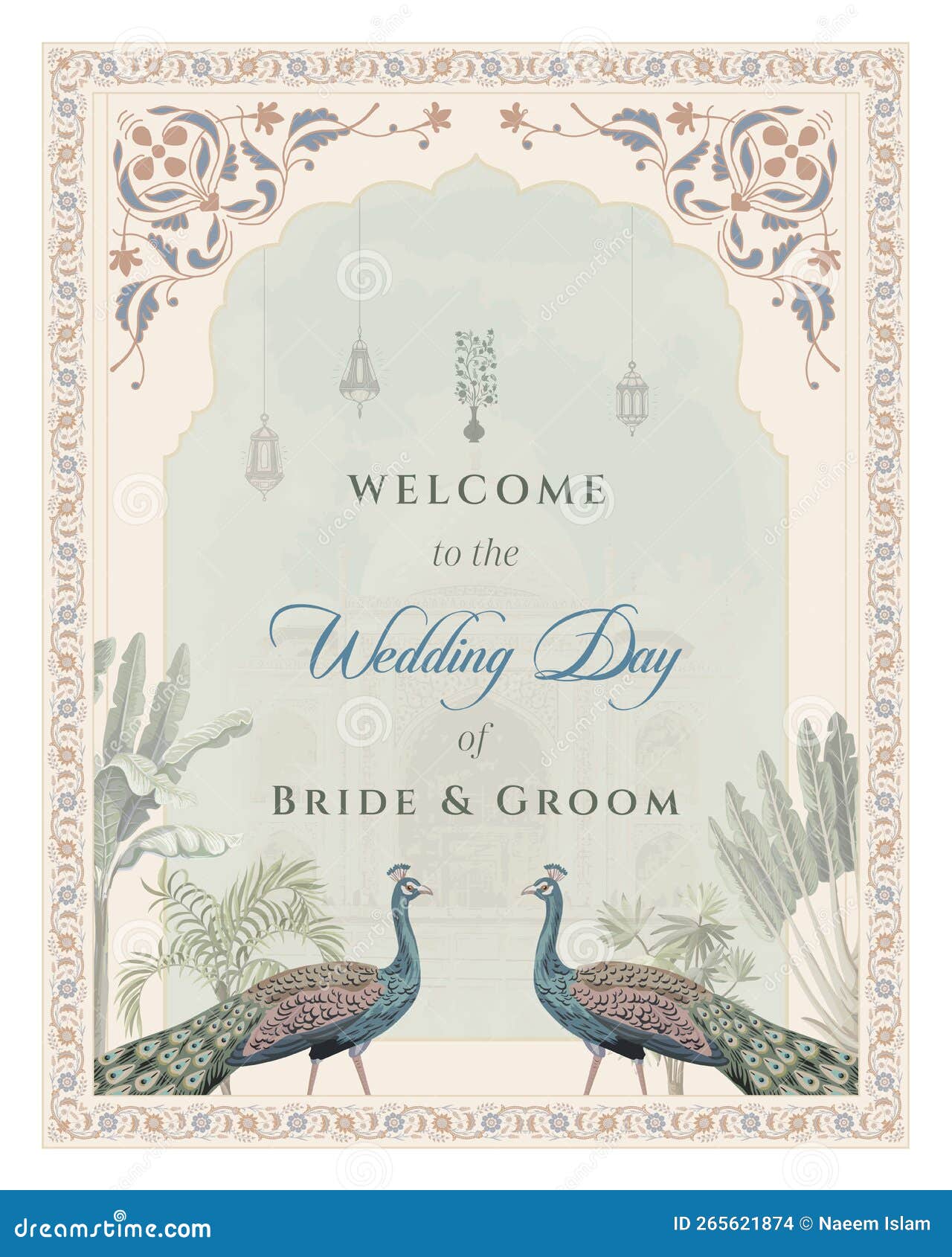 Traditional Indian Mughal Wedding Welcome Board and Mughal Wedding Card ...