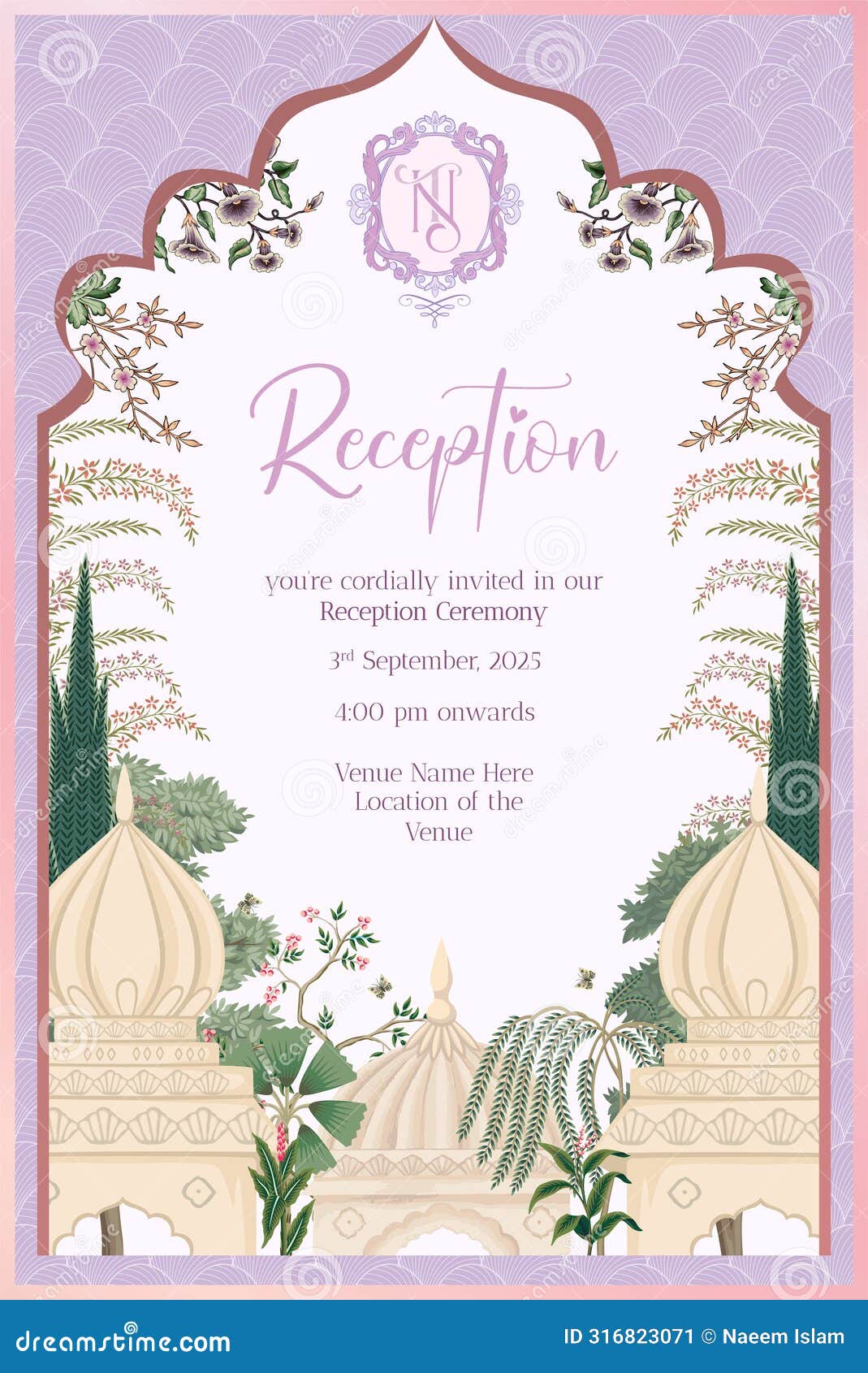 Traditional Indian Mughal Wedding Reception Invitation Card Design ... Traditional Indian Mughal Wedding Reception Invitation Card Design ...