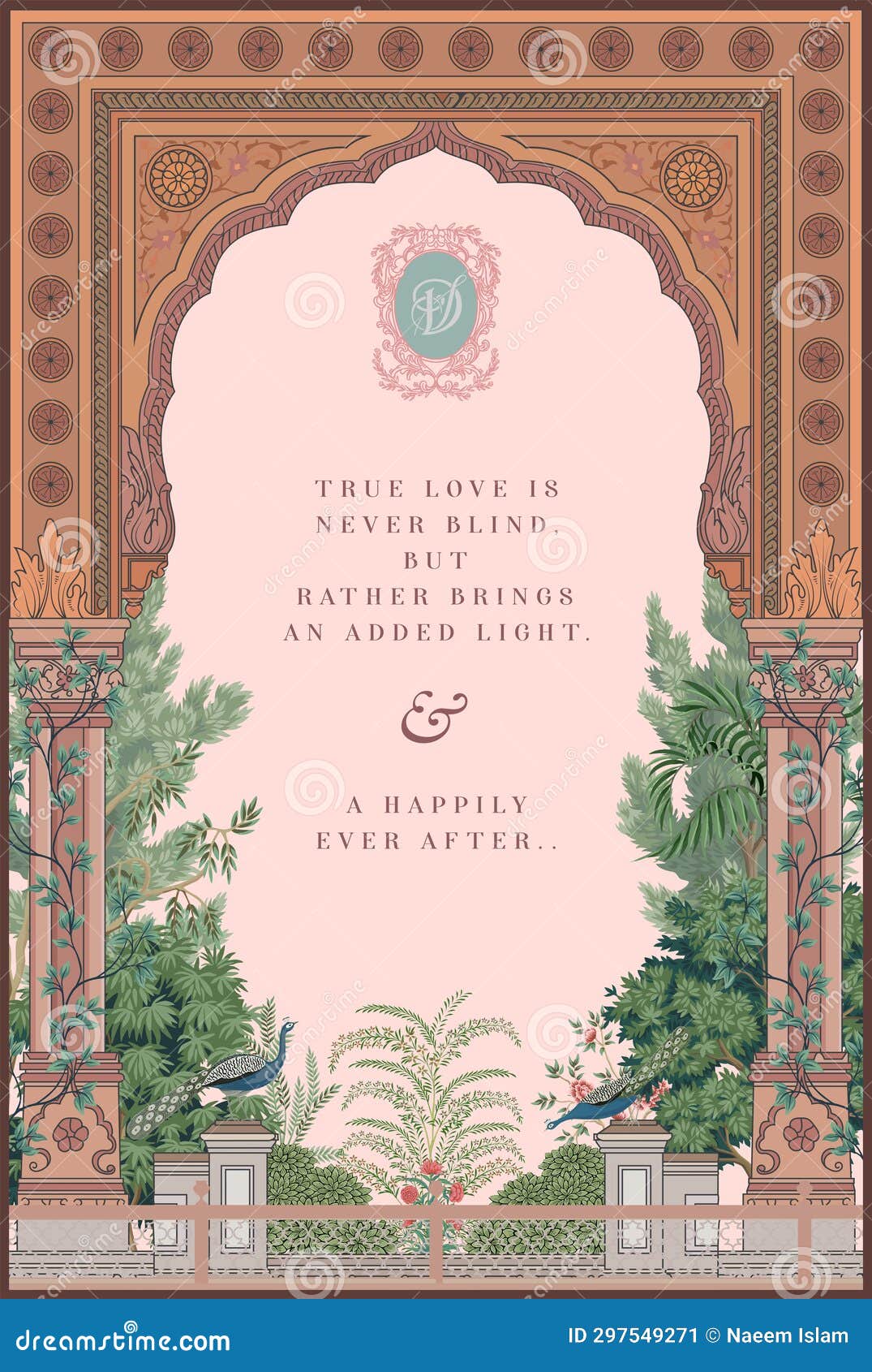 Traditional Indian Mughal Arch Style Wedding Invitation Card Design ...