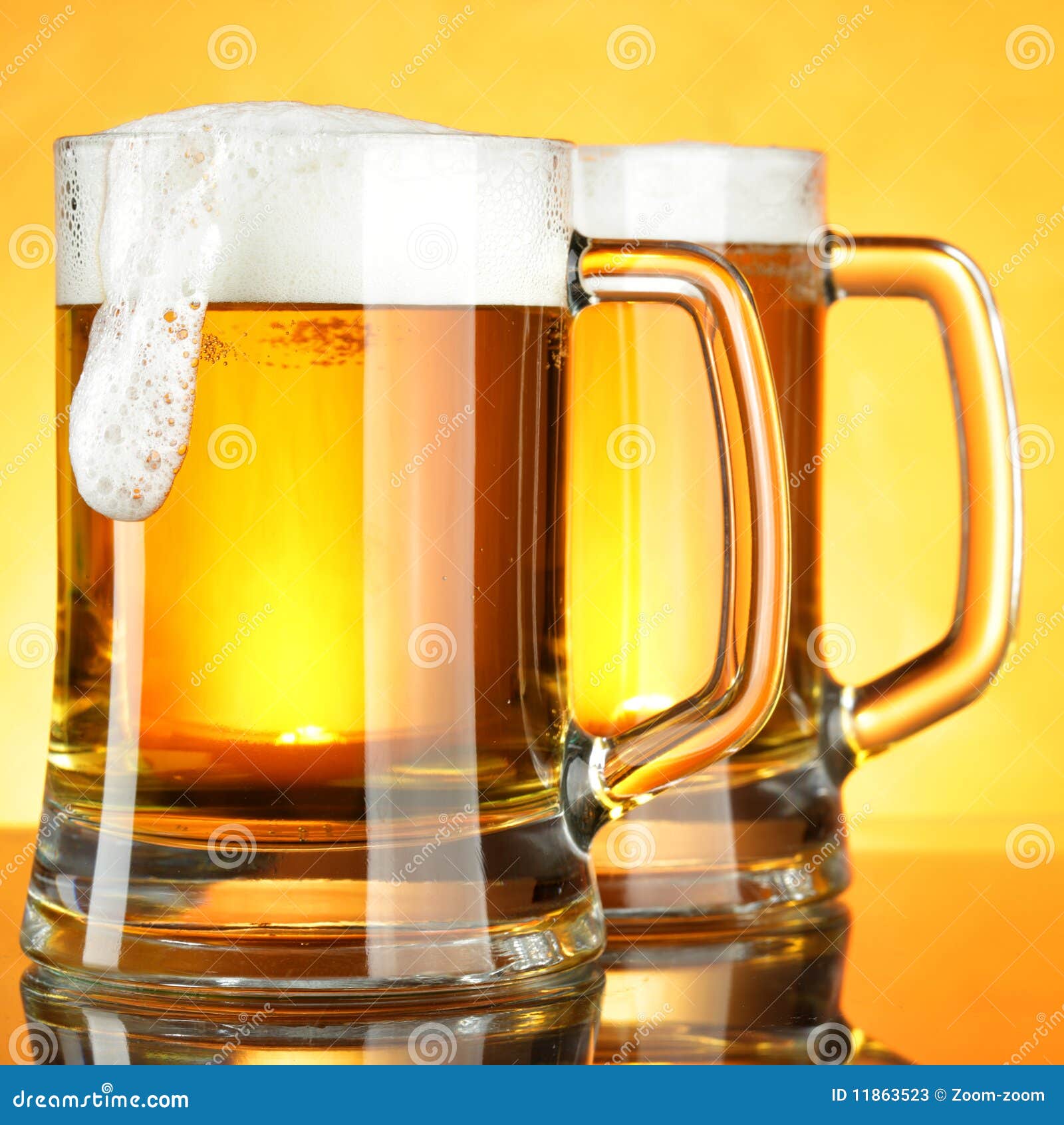 Mugs of beer stock image. Image of horizontal, lager - 11863523