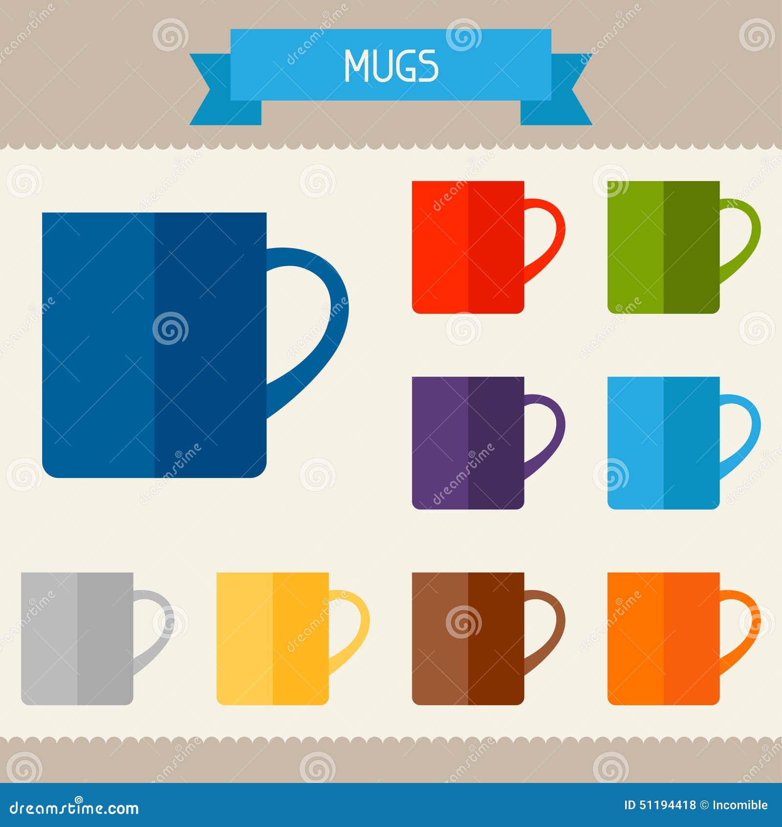 Mugs Colored Templates for Your Design in Flat Stock Vector ...