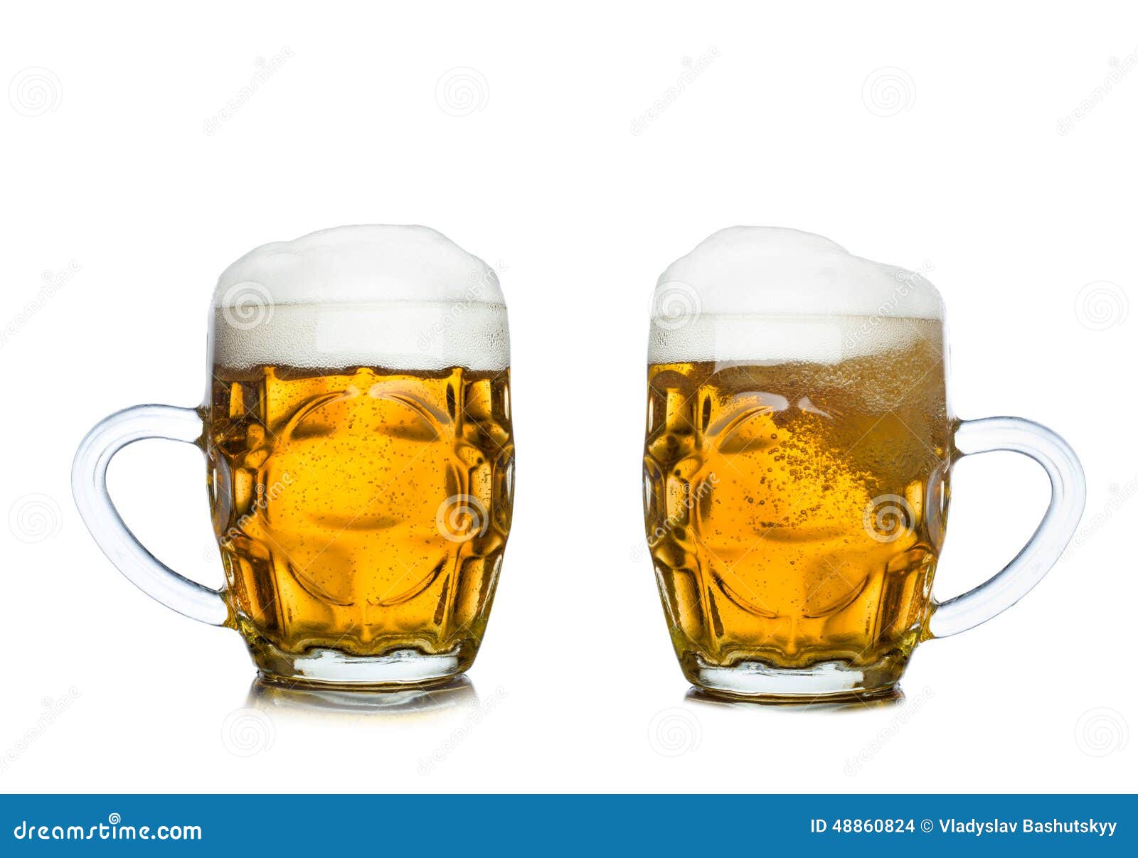 Mugs Full of Fresh Beer on White Stock Photo - Image of freshness ...