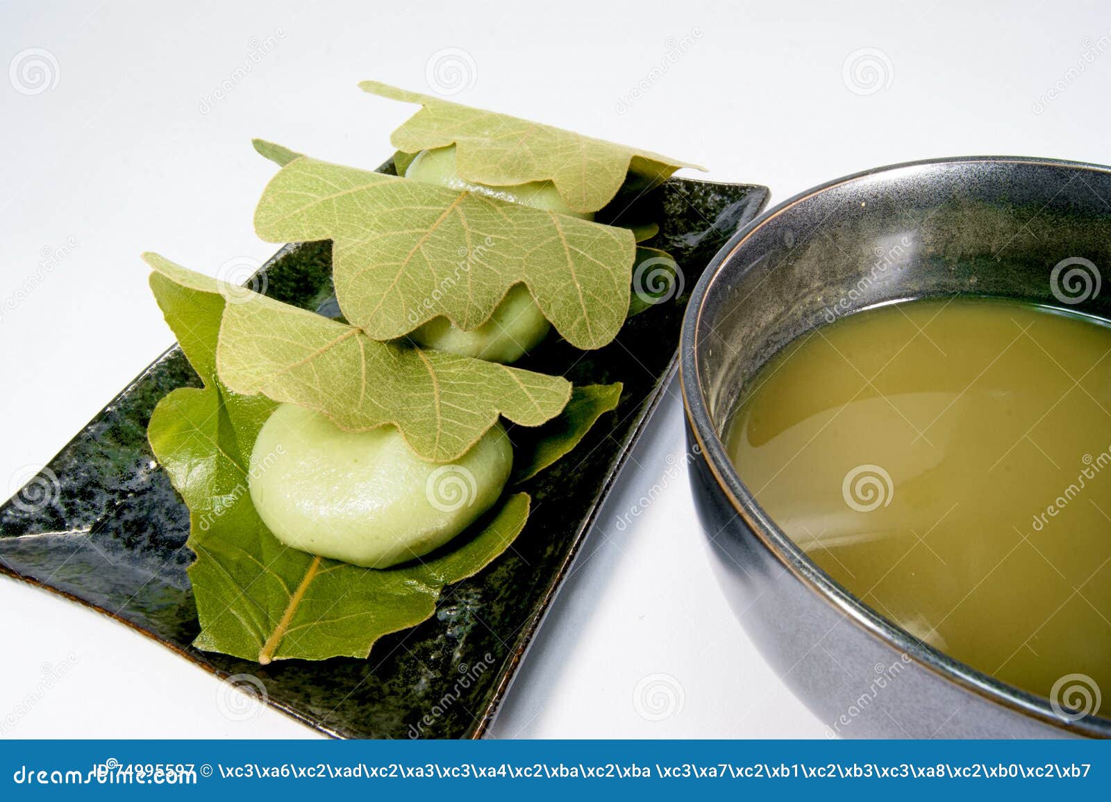 Mugwort Rice Cake Be Wrapped by Raw Leaves Stock Image - Image of ...