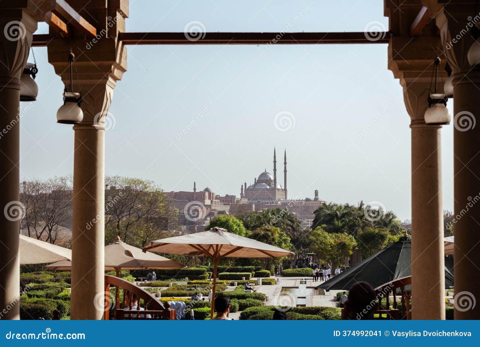 Al Azhar Park And Green Trees And Flowers And Wonderful Sky And Pure ...