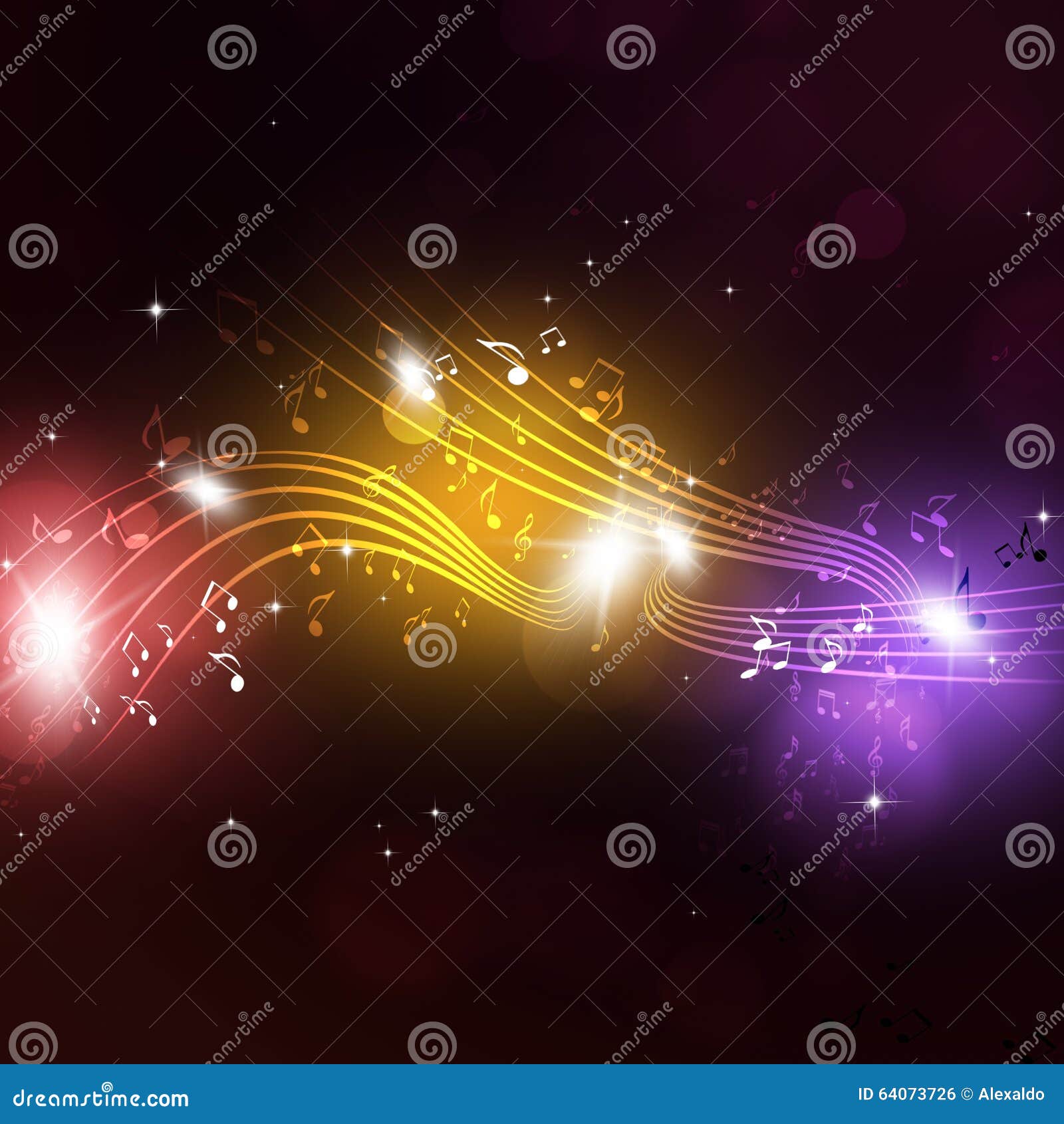 Muisc Notes Bright Magic Background Stock Illustration - Illustration ...
