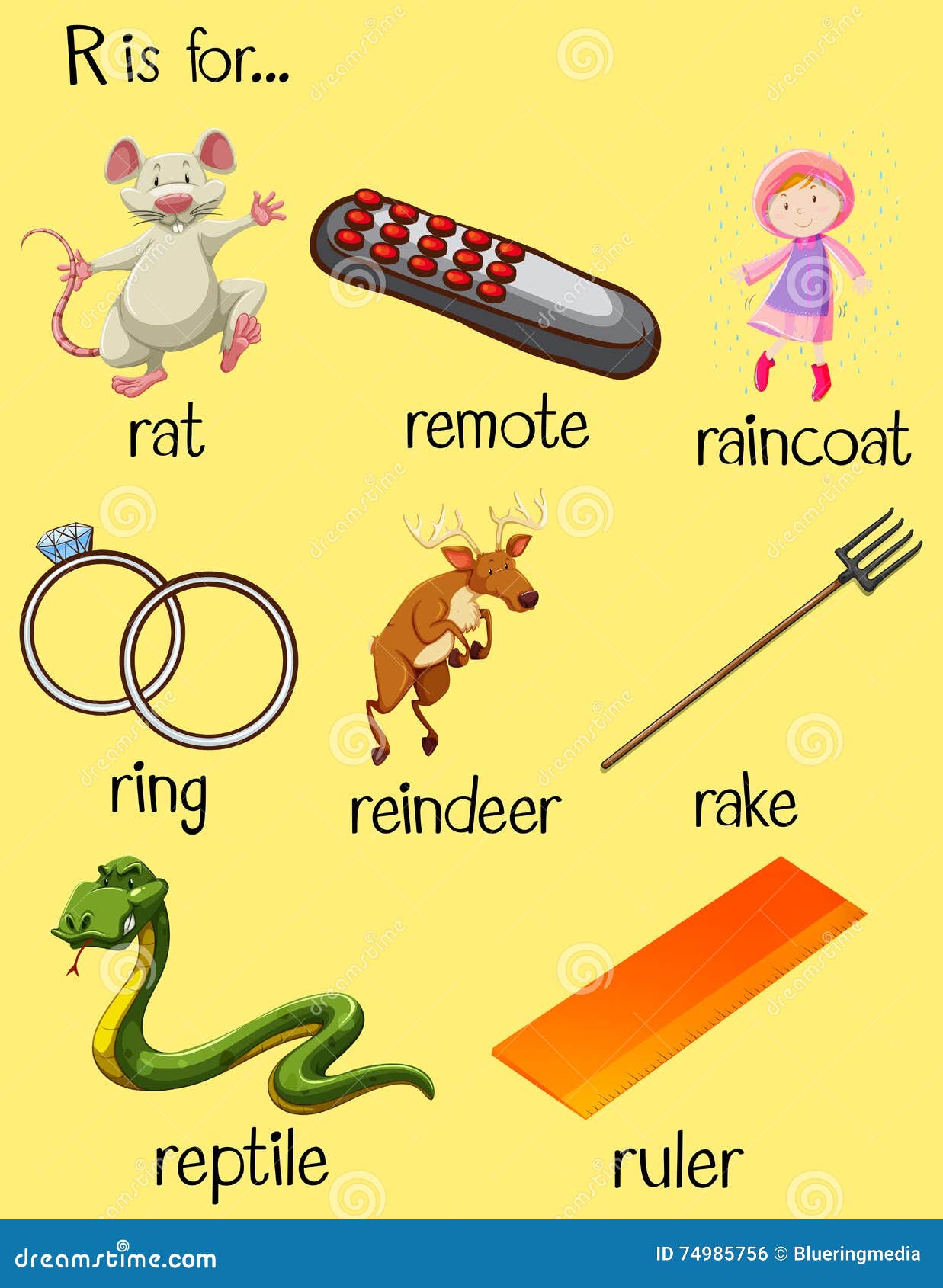 Muitas Palavras Começam Com a Letra R Ilustração do Vetor - Ilustração ...