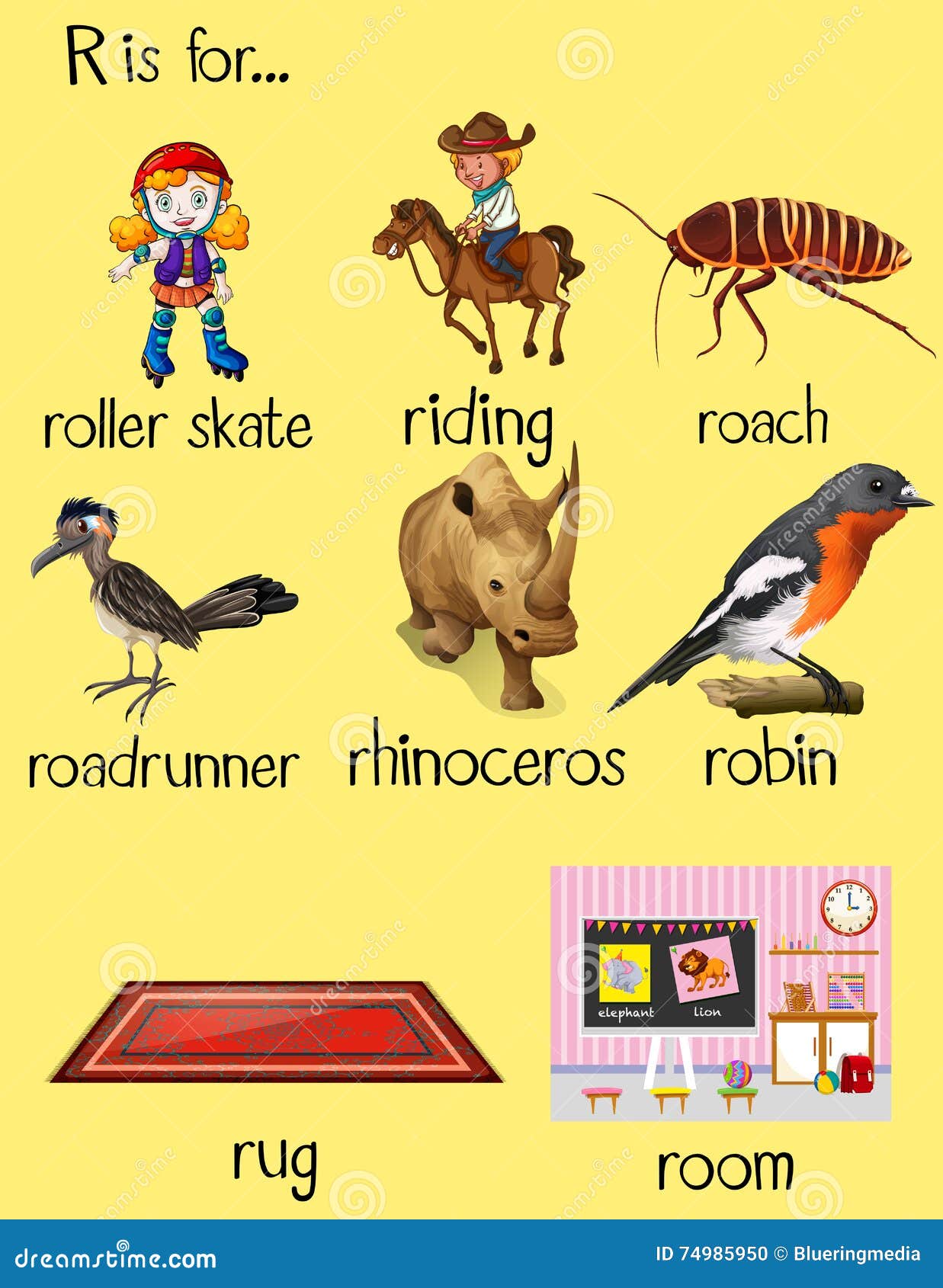 Muitas Palavras Começam Com a Letra R Ilustração do Vetor - Ilustração ...