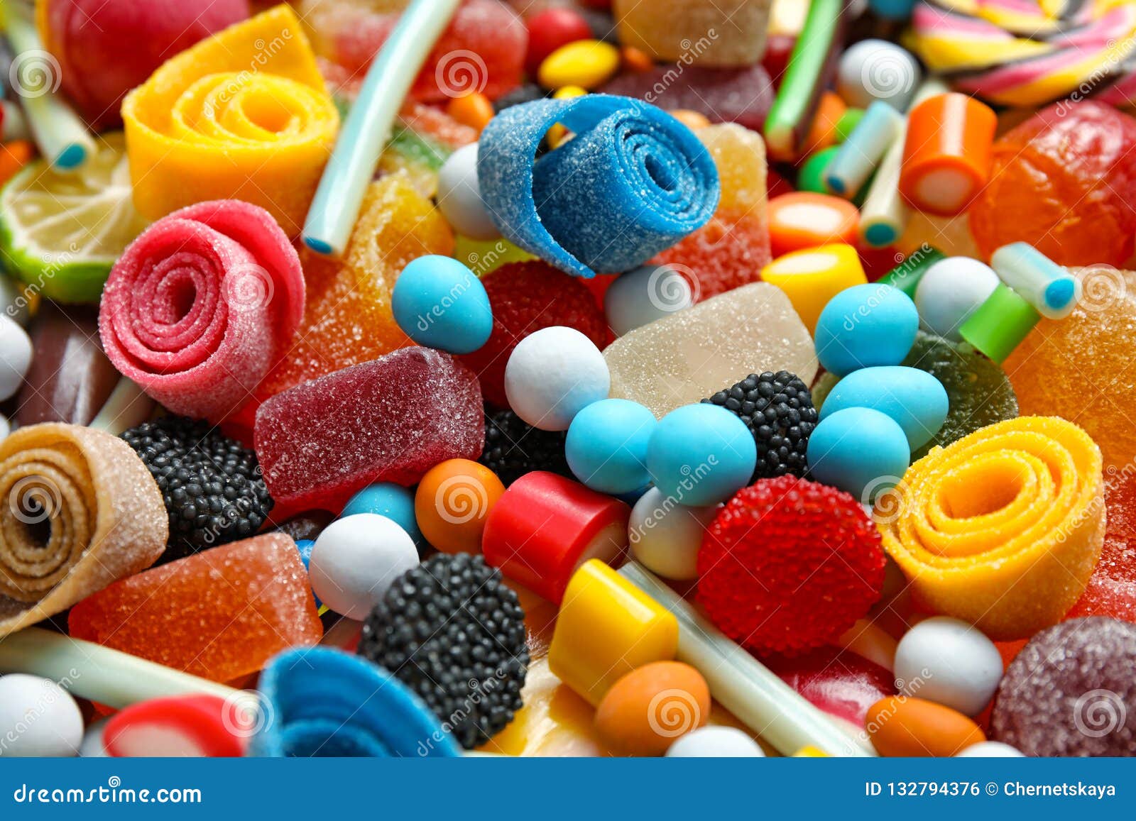 Muitos Doces Saborosos Diferentes Como O Fundo Foto de Stock - Imagem ...