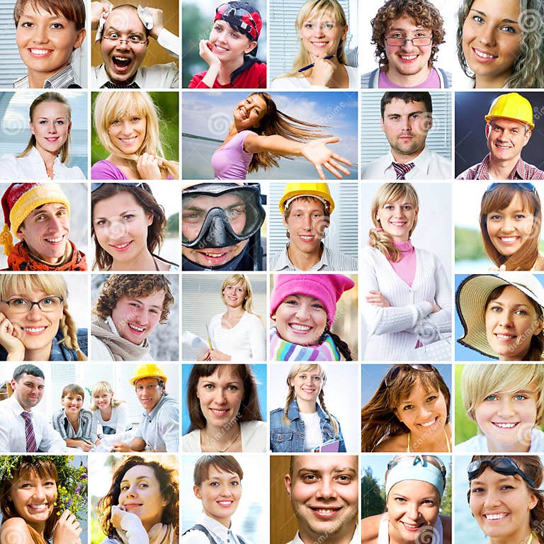 Muitos Rostos Humanos Diferentes Imagem de Stock - Imagem de alegria ...