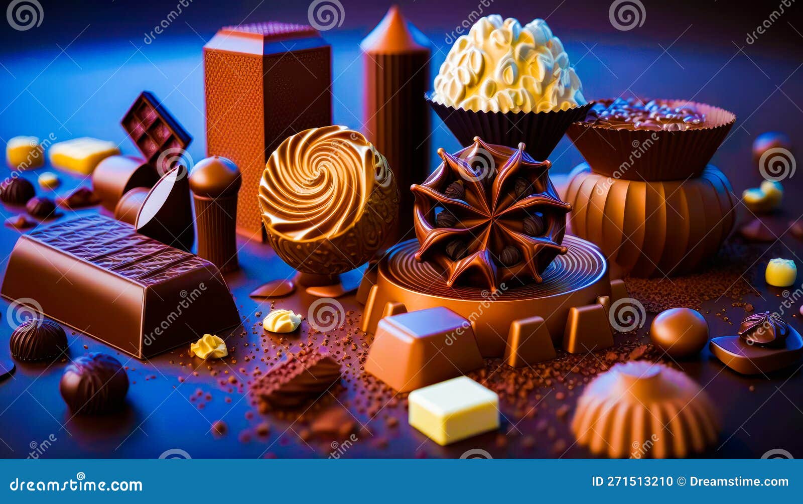 Muitos Tipos Diferentes De Chocolates E Doces. Ai Generativo Ilustração ...