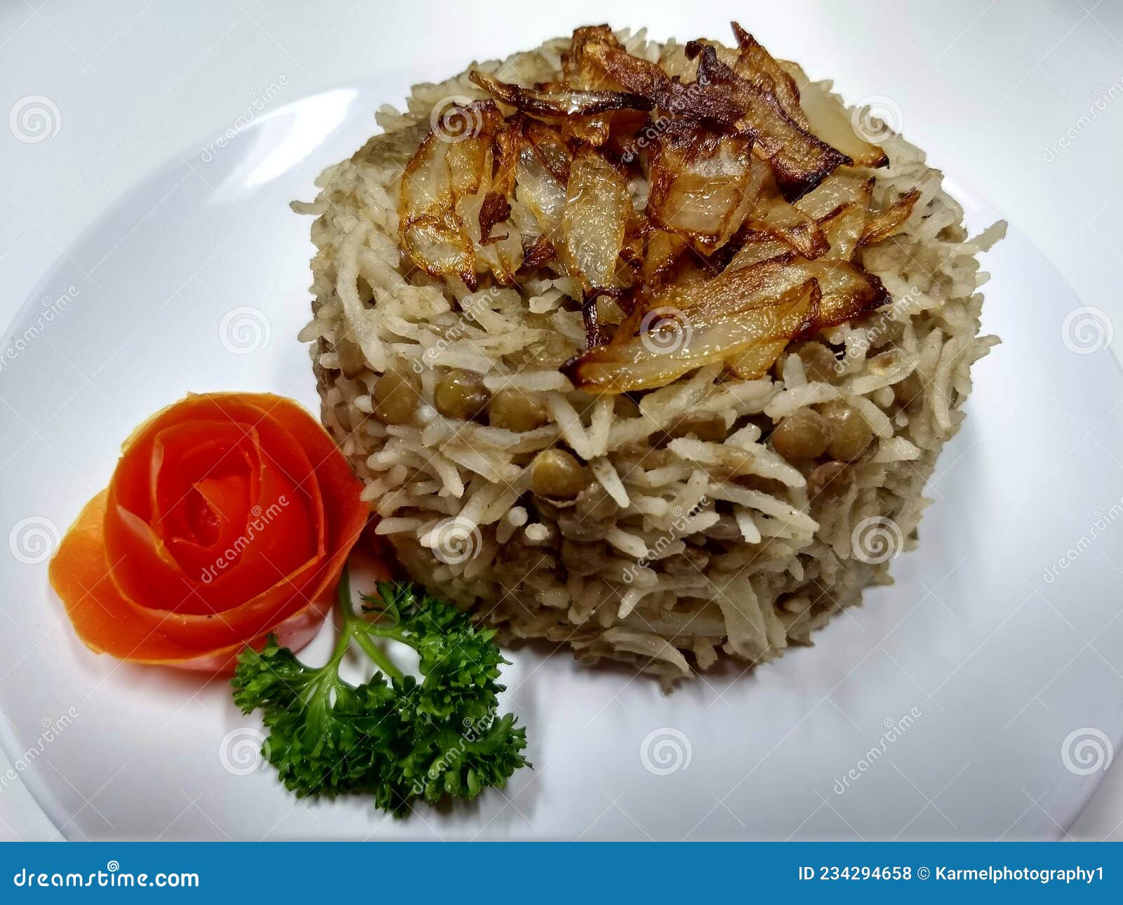 Mujadarah Rice with Lentil stock photo. Image of meat - 234294658