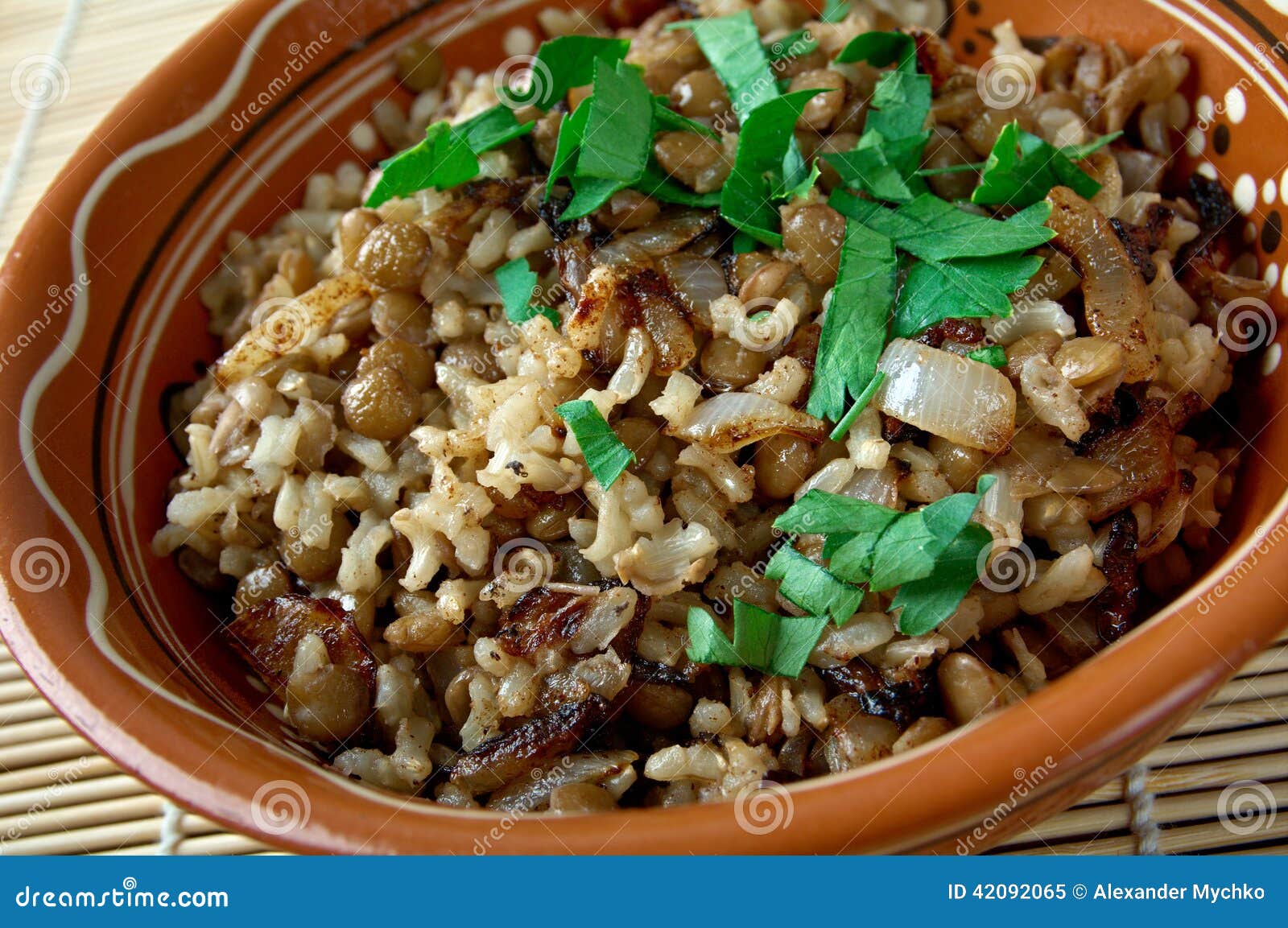 Mujaddara stock image. Image of cuisine, food, vegetarian - 42092065