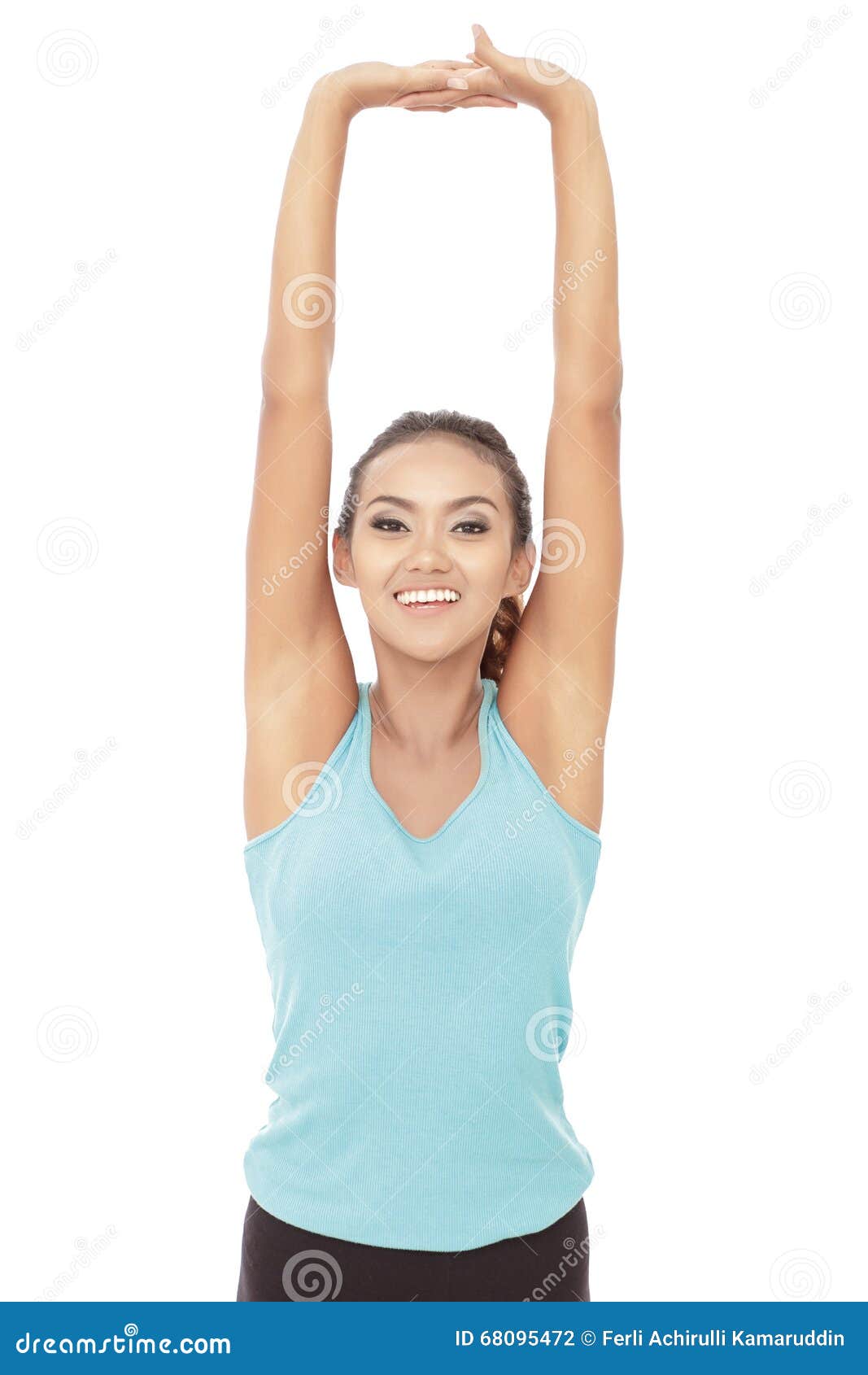 Mujer Alegre Que Hace Estirar De Las Manos Foto de archivo - Imagen de ...