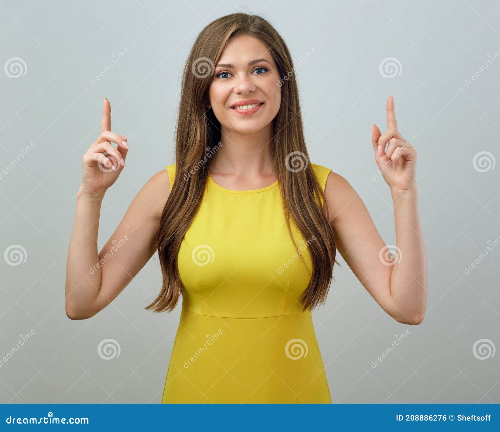 Mujer Apuntando Con Los Dedos Foto de archivo - Imagen de blanco, pelo ...