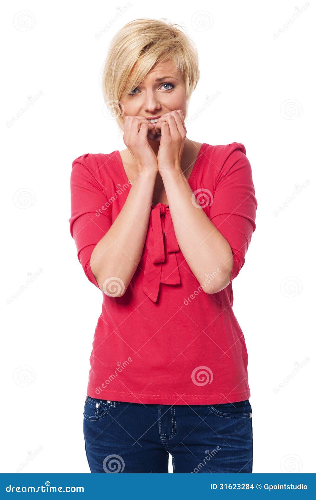 Mujer asustada foto de archivo. Imagen de estudio, loco - 31623284