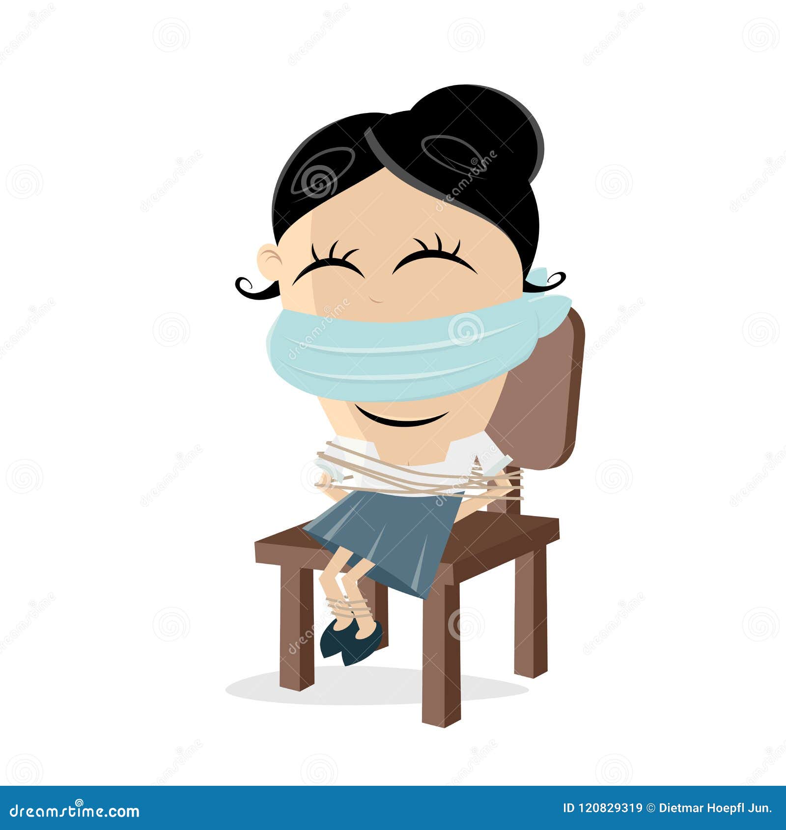 Mujer atada en una silla ilustración del vector. Ilustración de ...