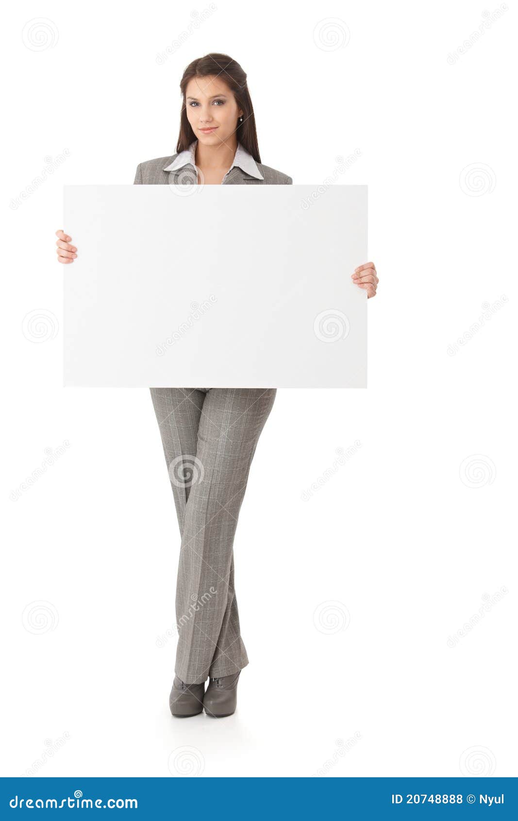 Mujer Atractiva Con El Panel Blanco Foto de archivo - Imagen de ...