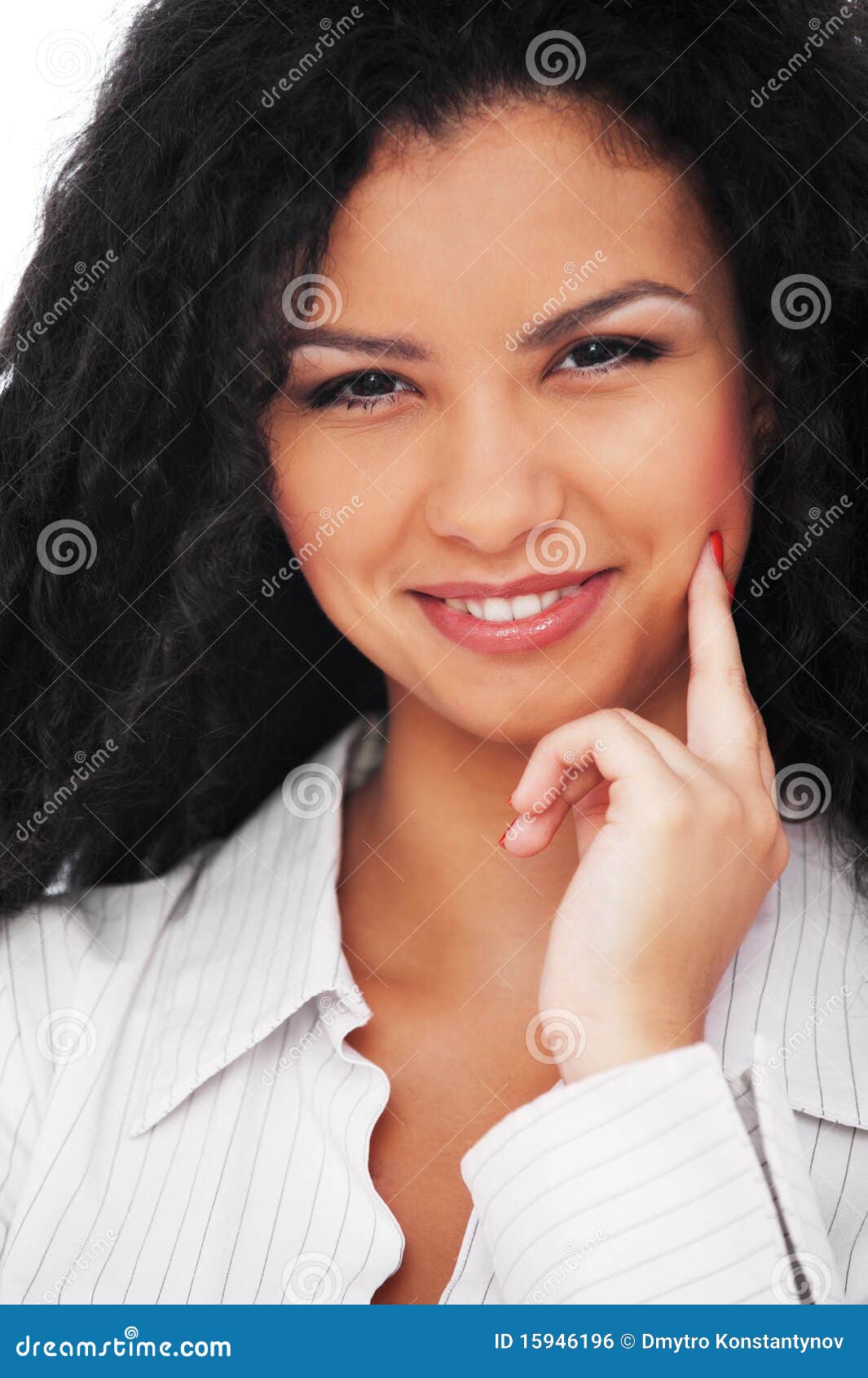 Mujer Cómoda Con El Pelo Rizado Foto de archivo - Imagen de muchacha ...