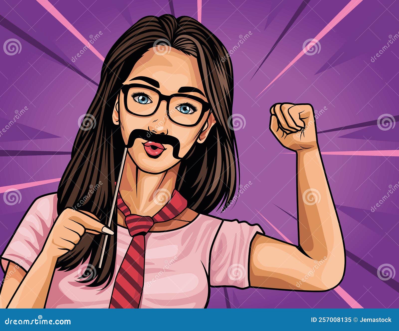 Mujer con bigote y corbata ilustración del vector. Ilustración de ...