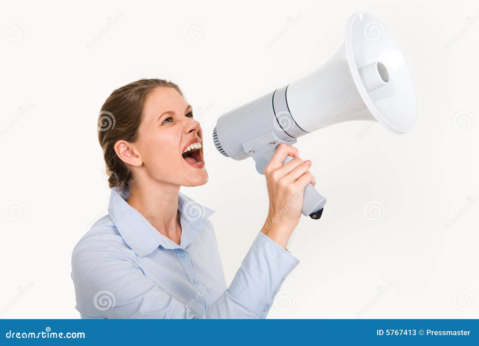 Mujer con el megáfono imagen de archivo. Imagen de profesional - 5767413