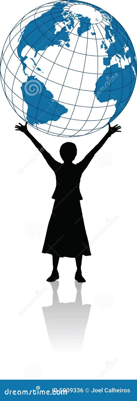 Mujer con el mundo stock de ilustración. Ilustración de concepto - 5909336