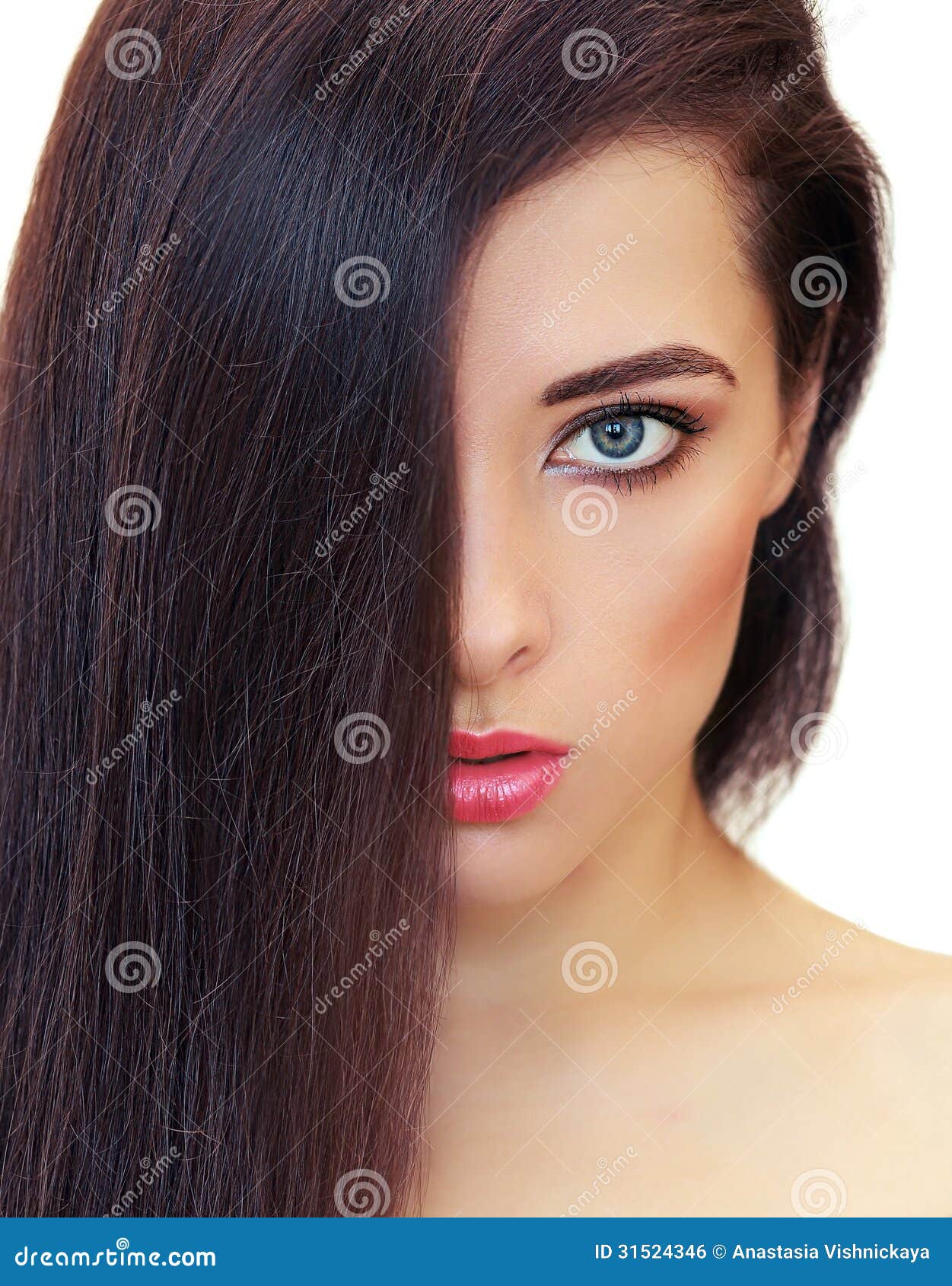 Mujer Con El Pelo Negro Largo Foto de archivo - Imagen de belleza, lujo ...