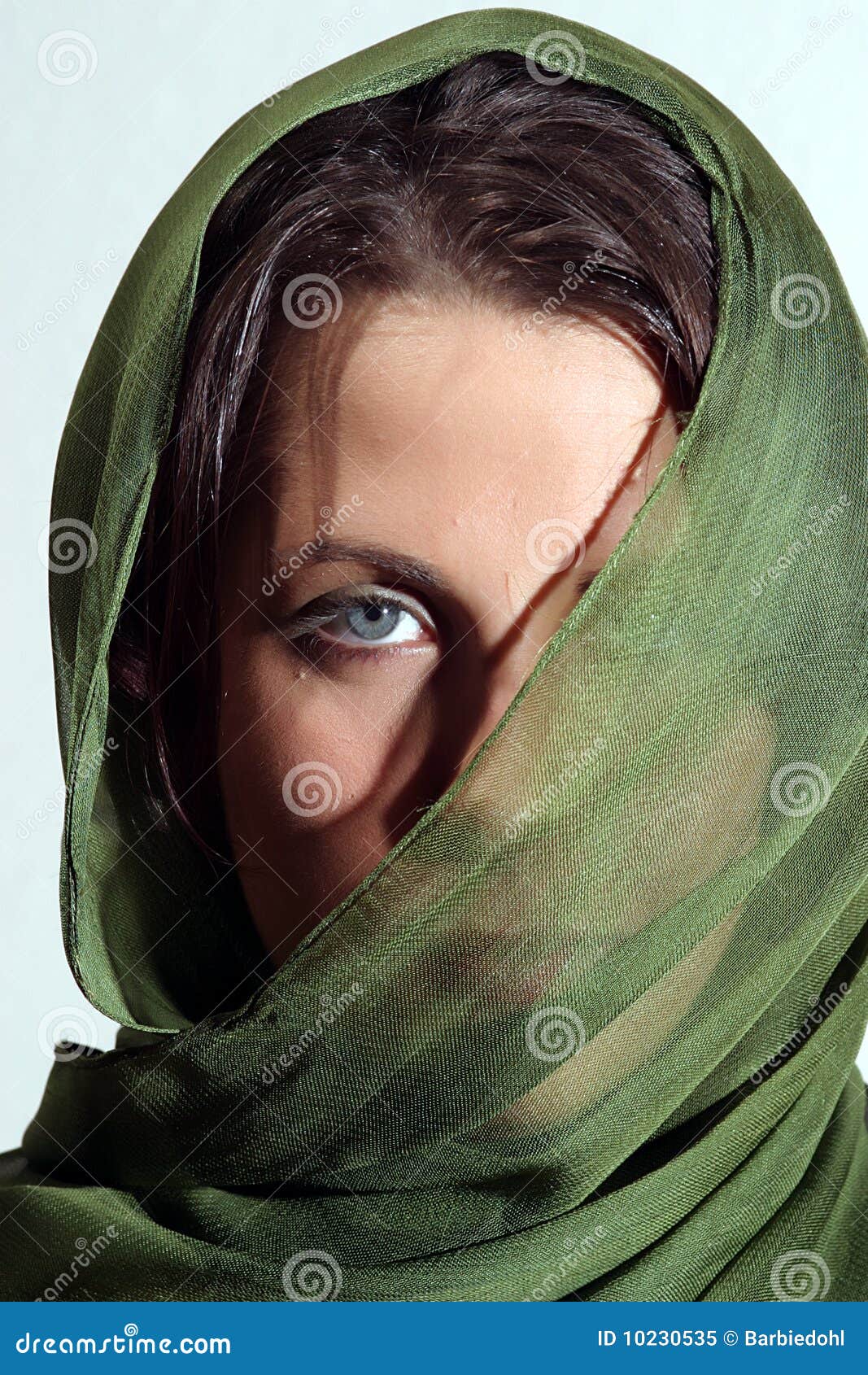 Mujer con la bufanda verde imagen de archivo. Imagen de azul - 10230535