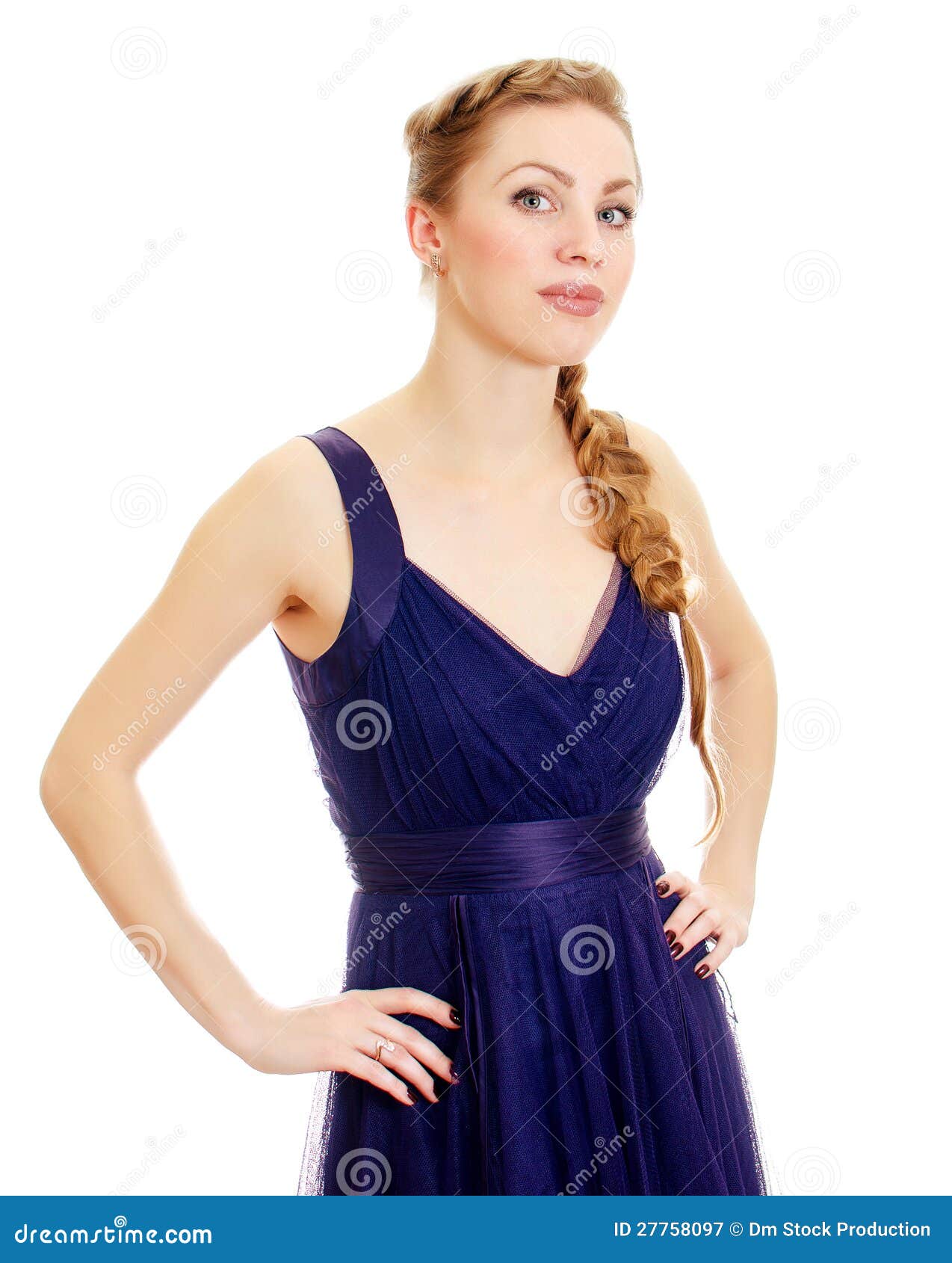 Mujer Con La Coleta En Alineada Azul. Imagen de archivo - Imagen de ...