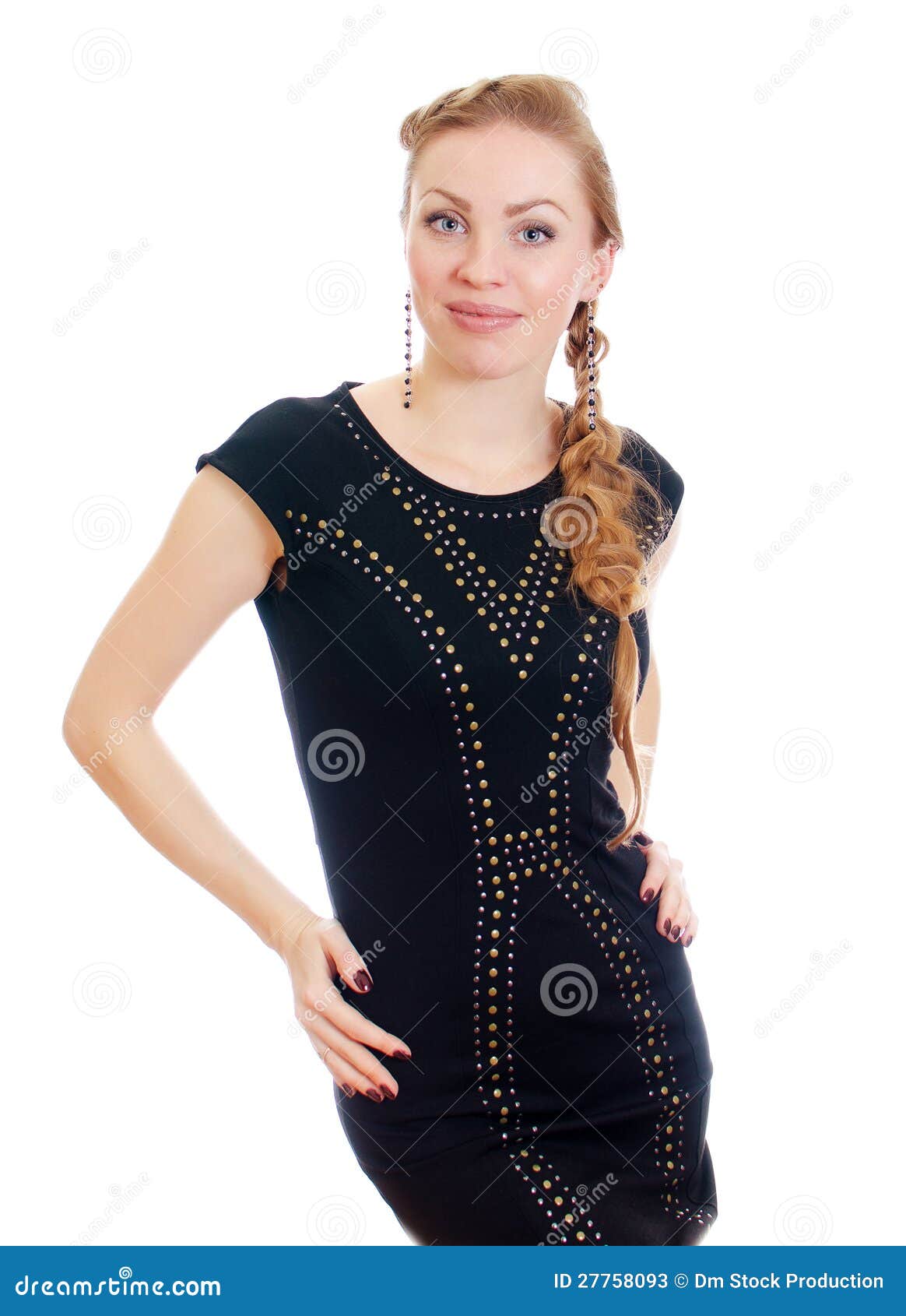 Mujer Con La Coleta En Alineada Negra Imagen de archivo - Imagen de ...