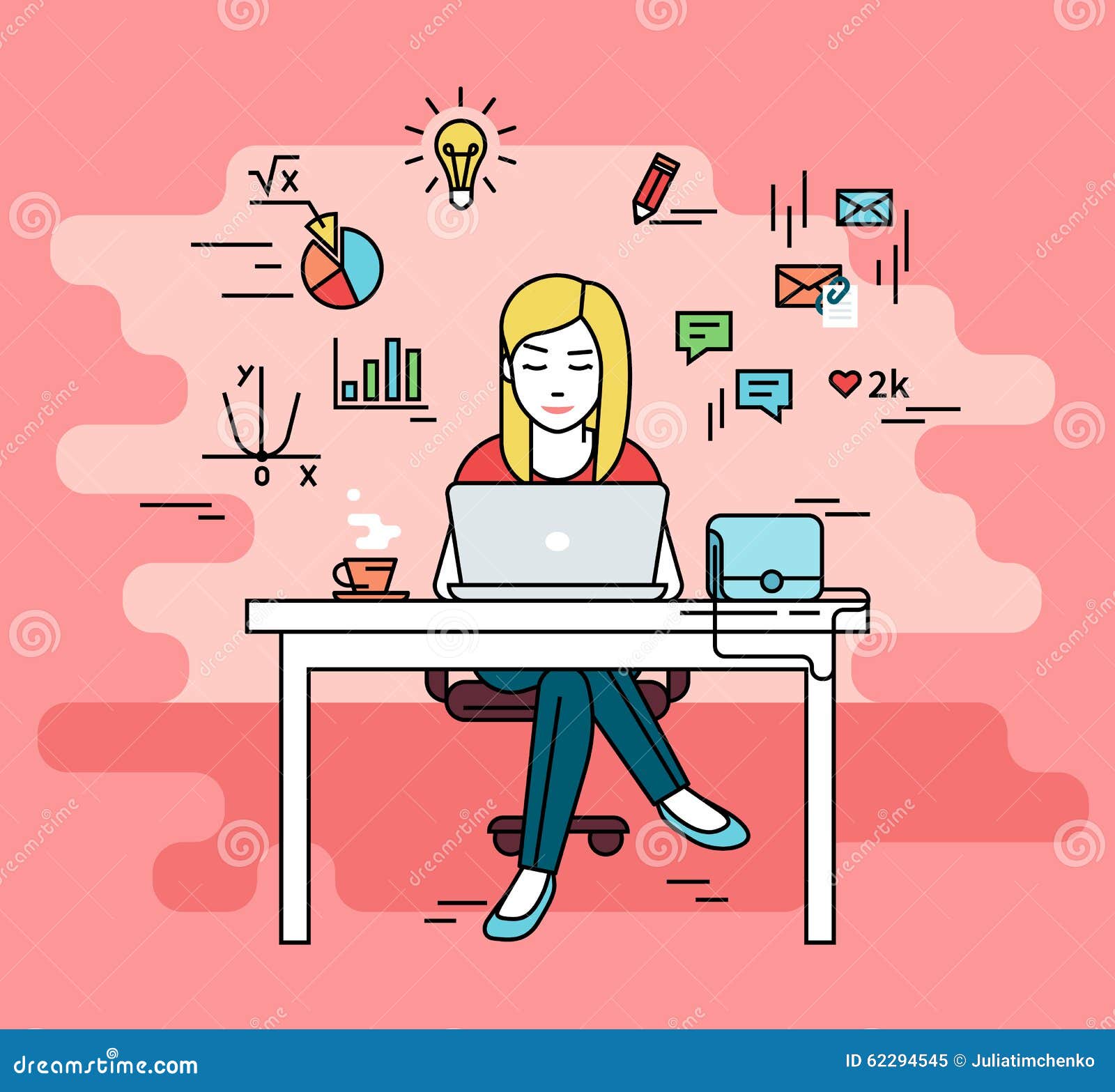 Mujer Con La Computadora Portátil Ilustración del Vector - Ilustración ...