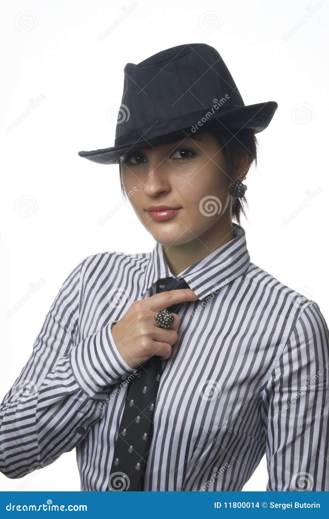 Mujer Con La Corbata Y El Sombrero Foto de archivo - Imagen de manera ...