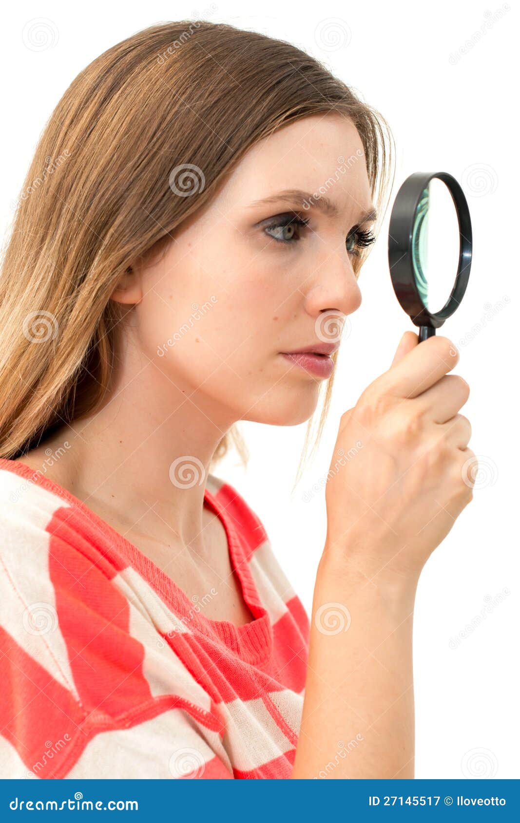 Mujer con la lupa imagen de archivo. Imagen de persona - 27145517