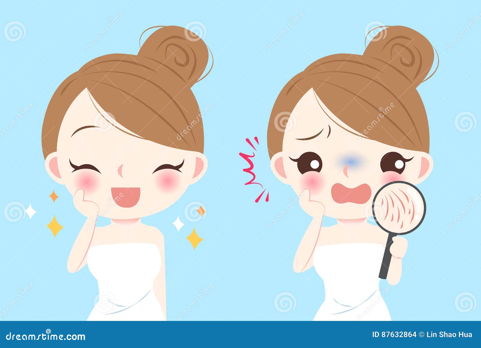 Mujer con la piel seca ilustración del vector. Ilustración de ...