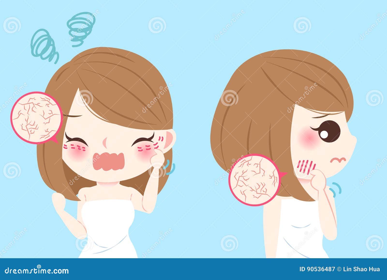 Mujer con la piel seca ilustración del vector. Ilustración de facial ...