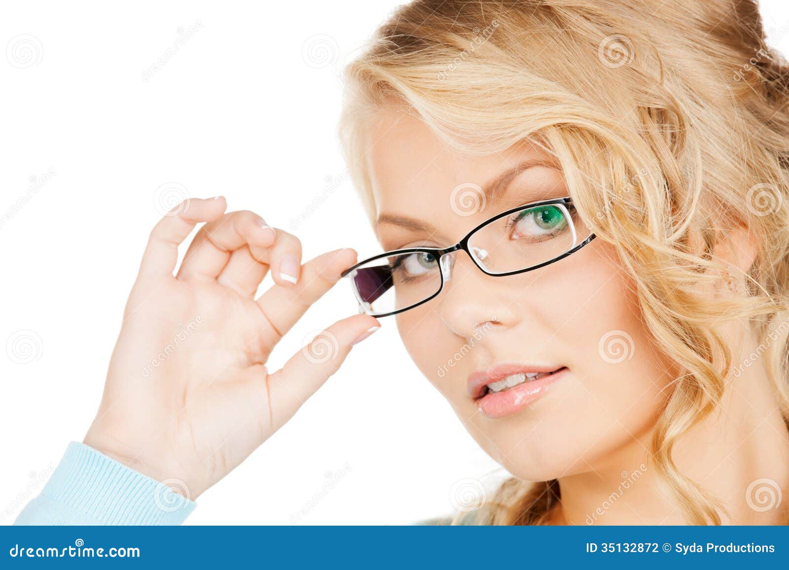 Mujer con las lentes foto de archivo. Imagen de publicidad - 35132872