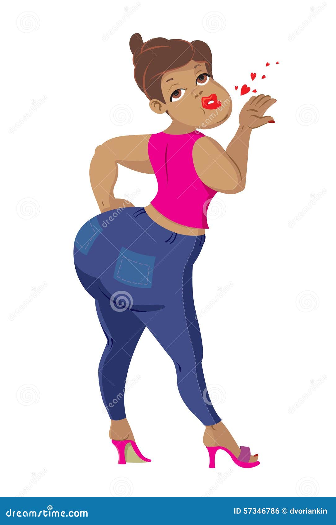 Mujer Con Las Nalgas Grandes Ilustración del Vector - Ilustración de ...